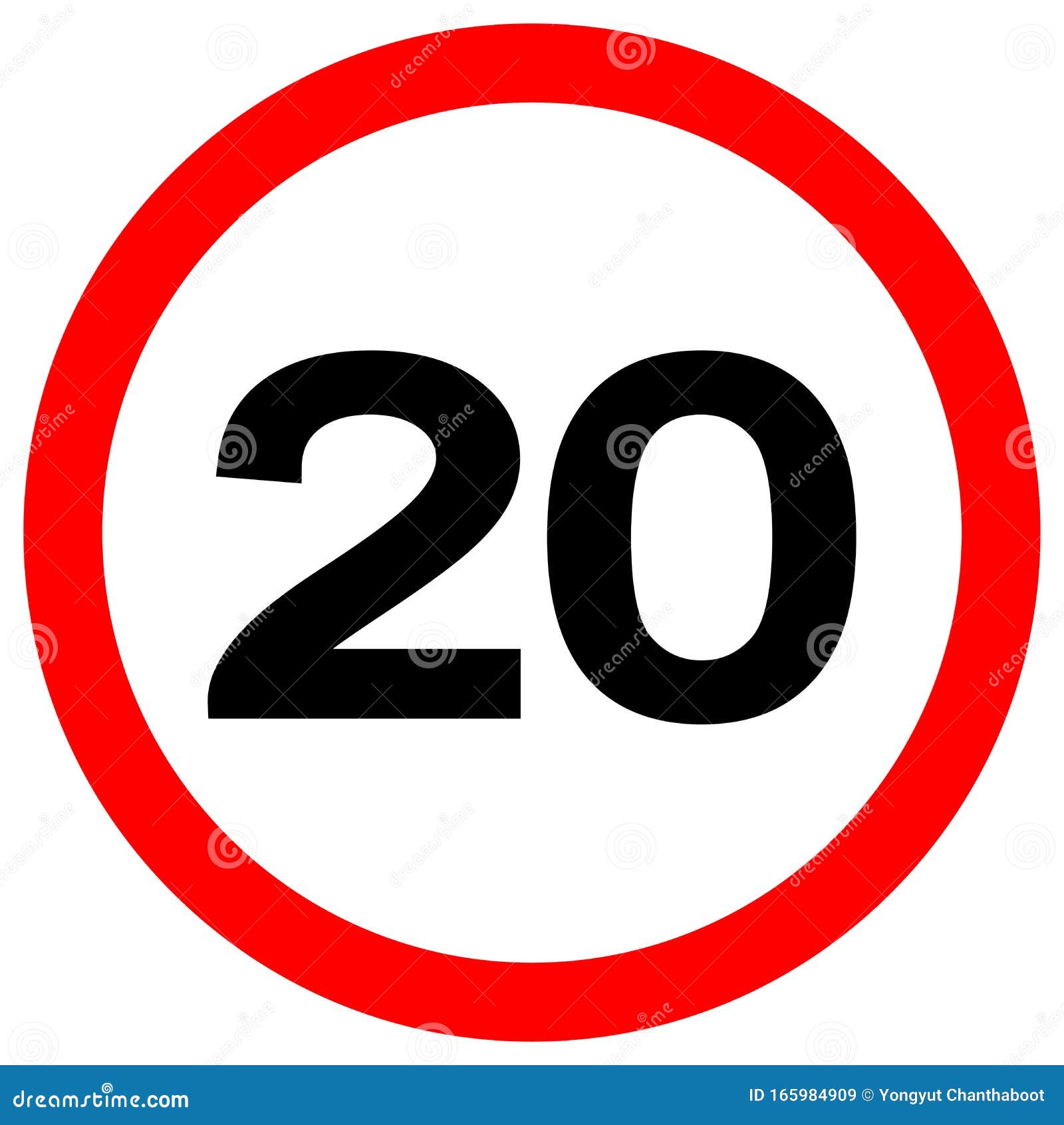 Speed Limit 20 Traffic Sign,Vector Illustration, Isolate on White ...
