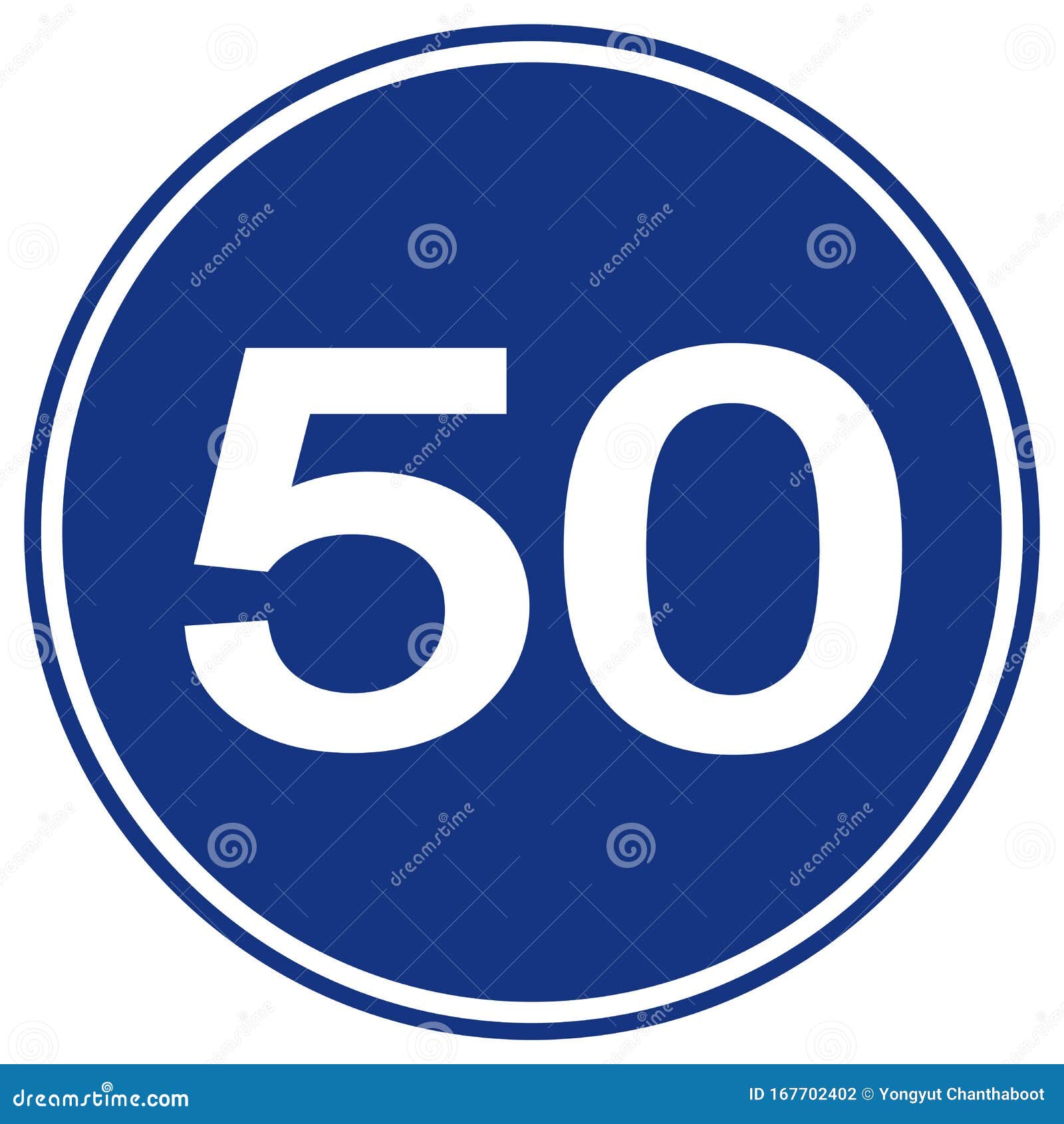 Speed Limit 50 Traffic Sign,Vector Illustration, Isolate on White ...