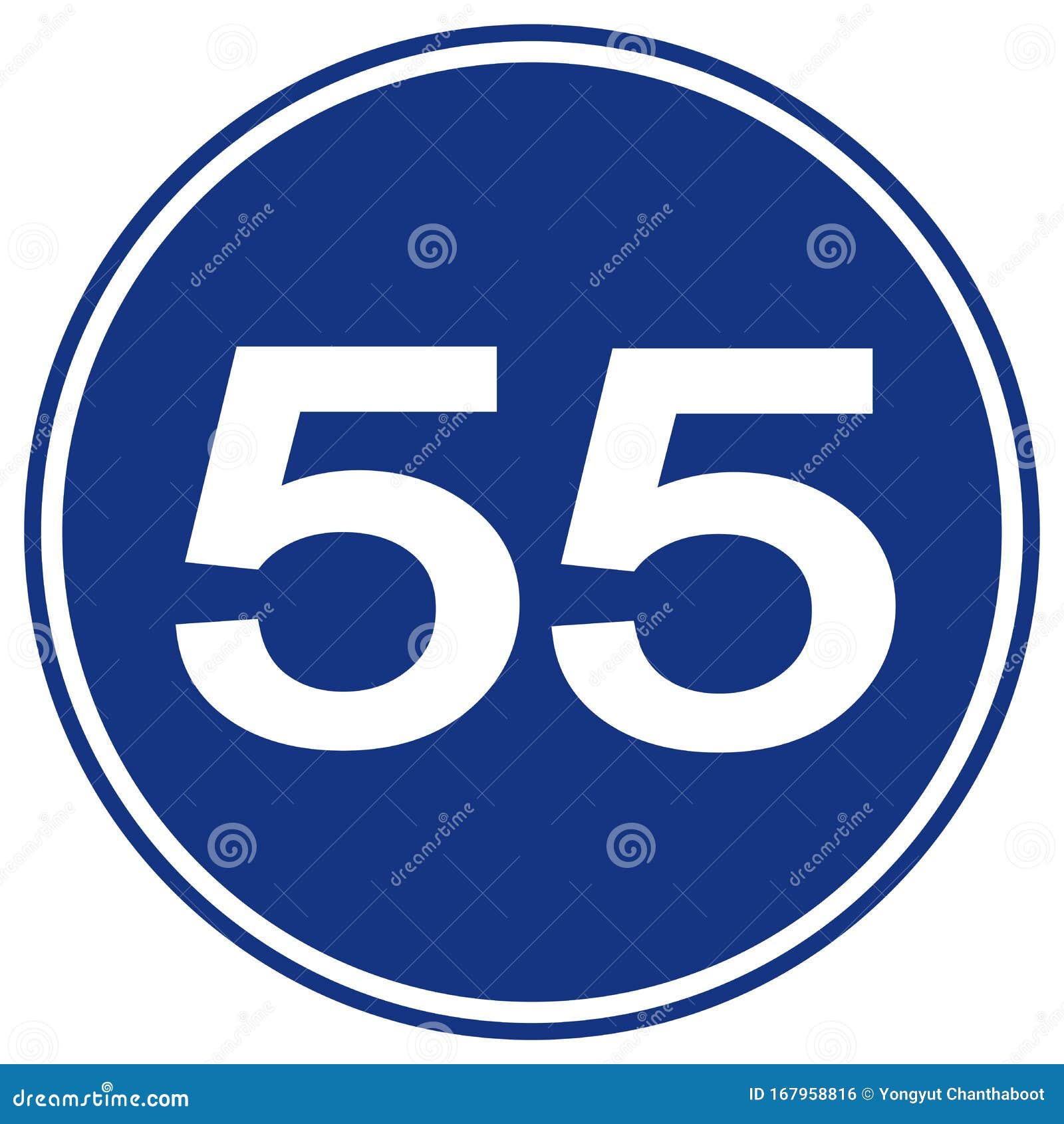 Speed Limit 55 Traffic Sign,Vector Illustration, Isolate on White ...