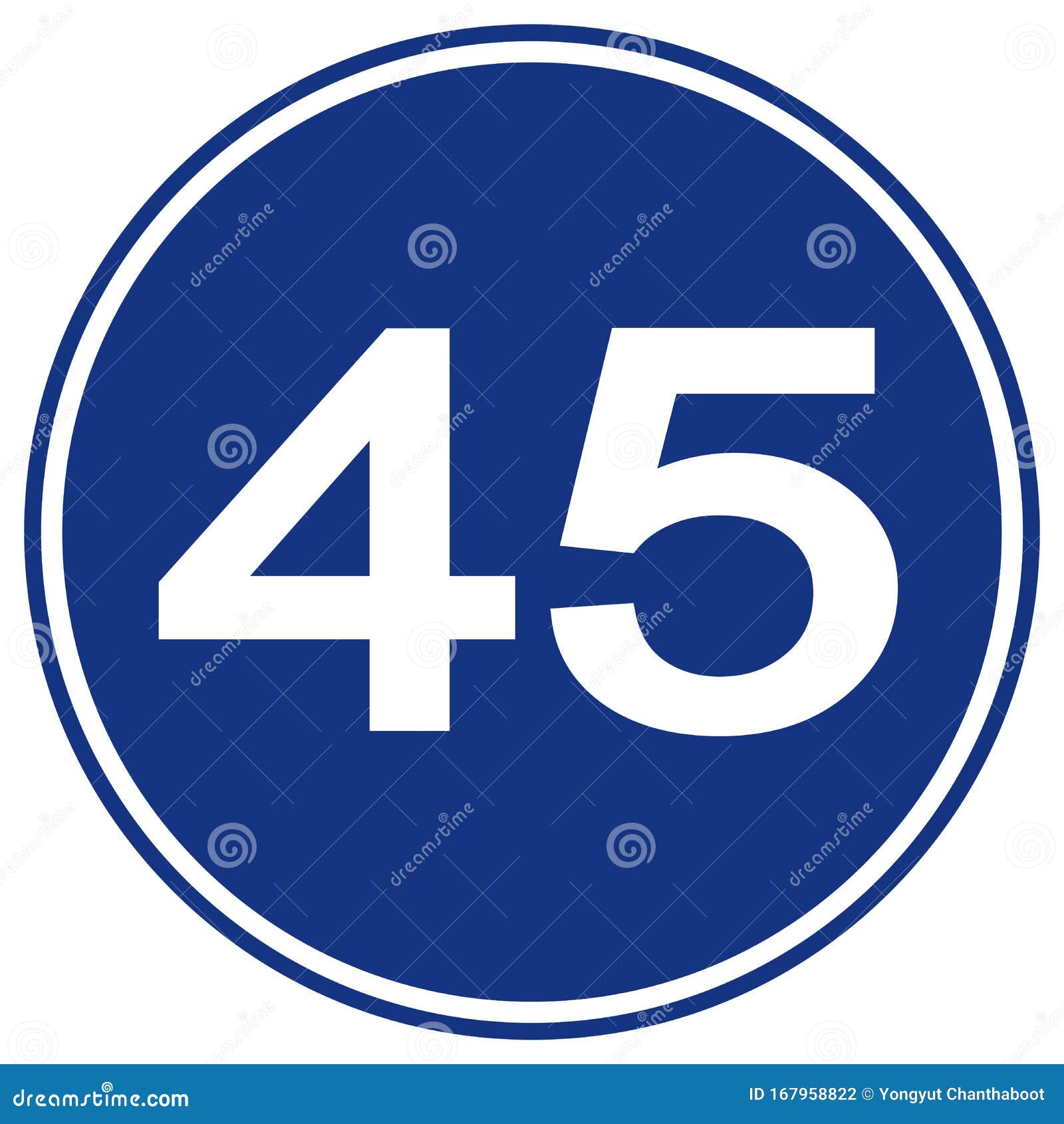 Speed Limit 45 Traffic Sign,Vector Illustration, Isolate on White ...