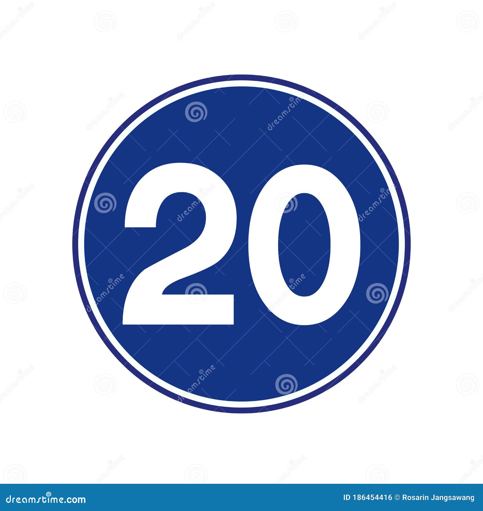 Speed Limit 20 Traffic Sign,Vector Illustration, Isolate on White ...