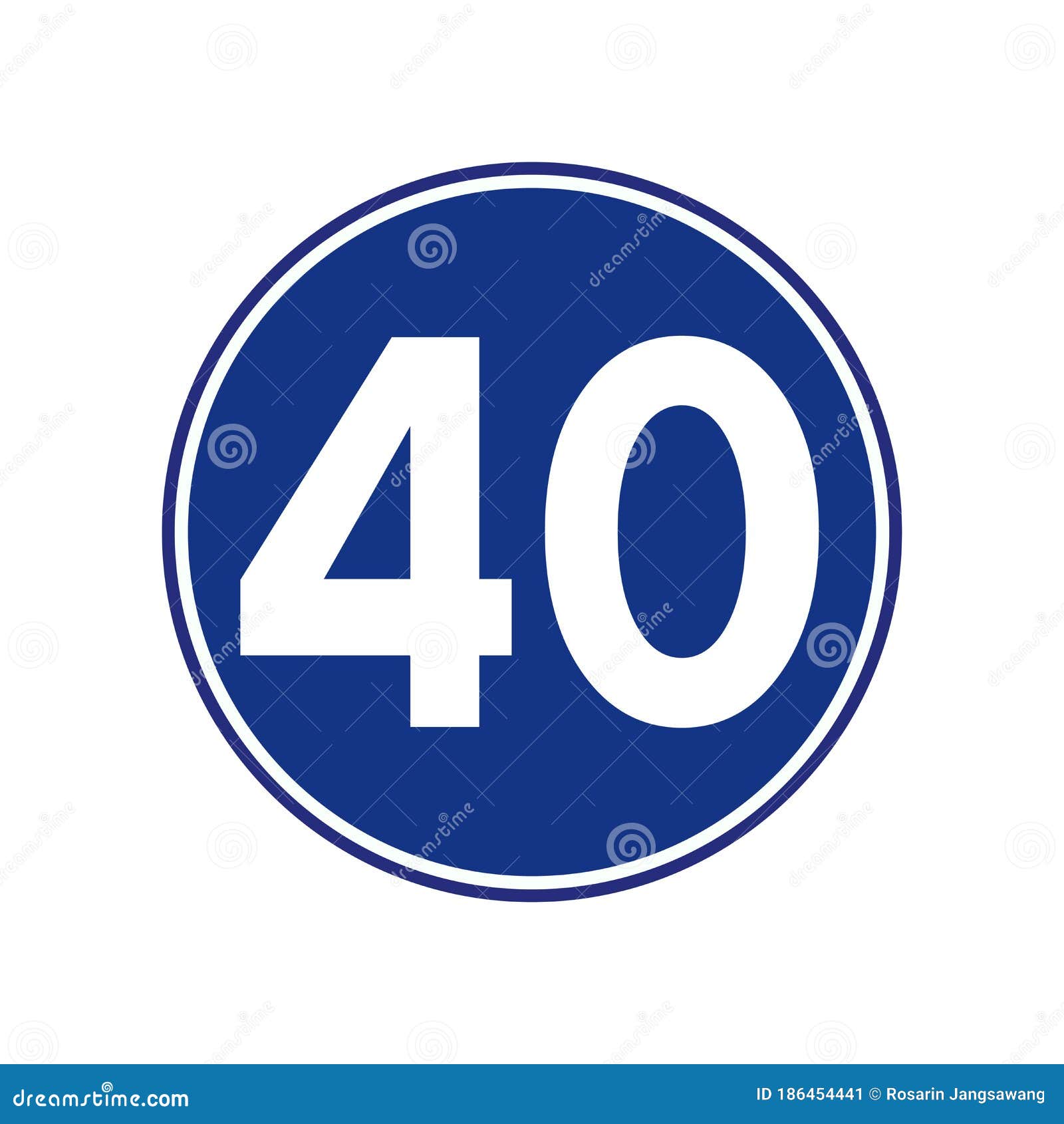 Speed Limit 40 Traffic Sign,Vector Illustration, Isolate on White ...
