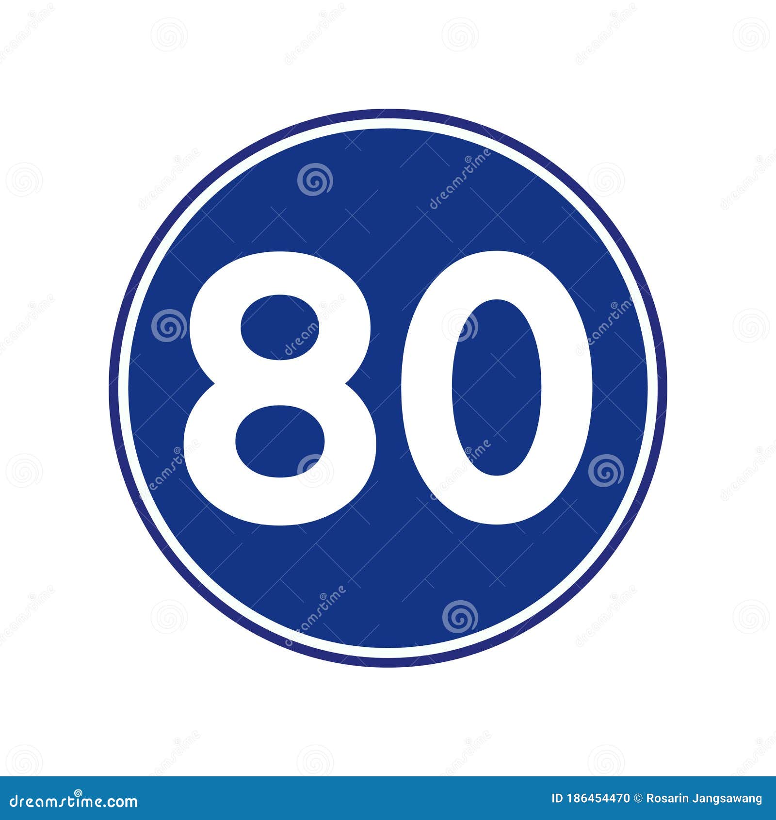 Speed Limit 80 Traffic Sign,Vector Illustration, Isolate on White ...