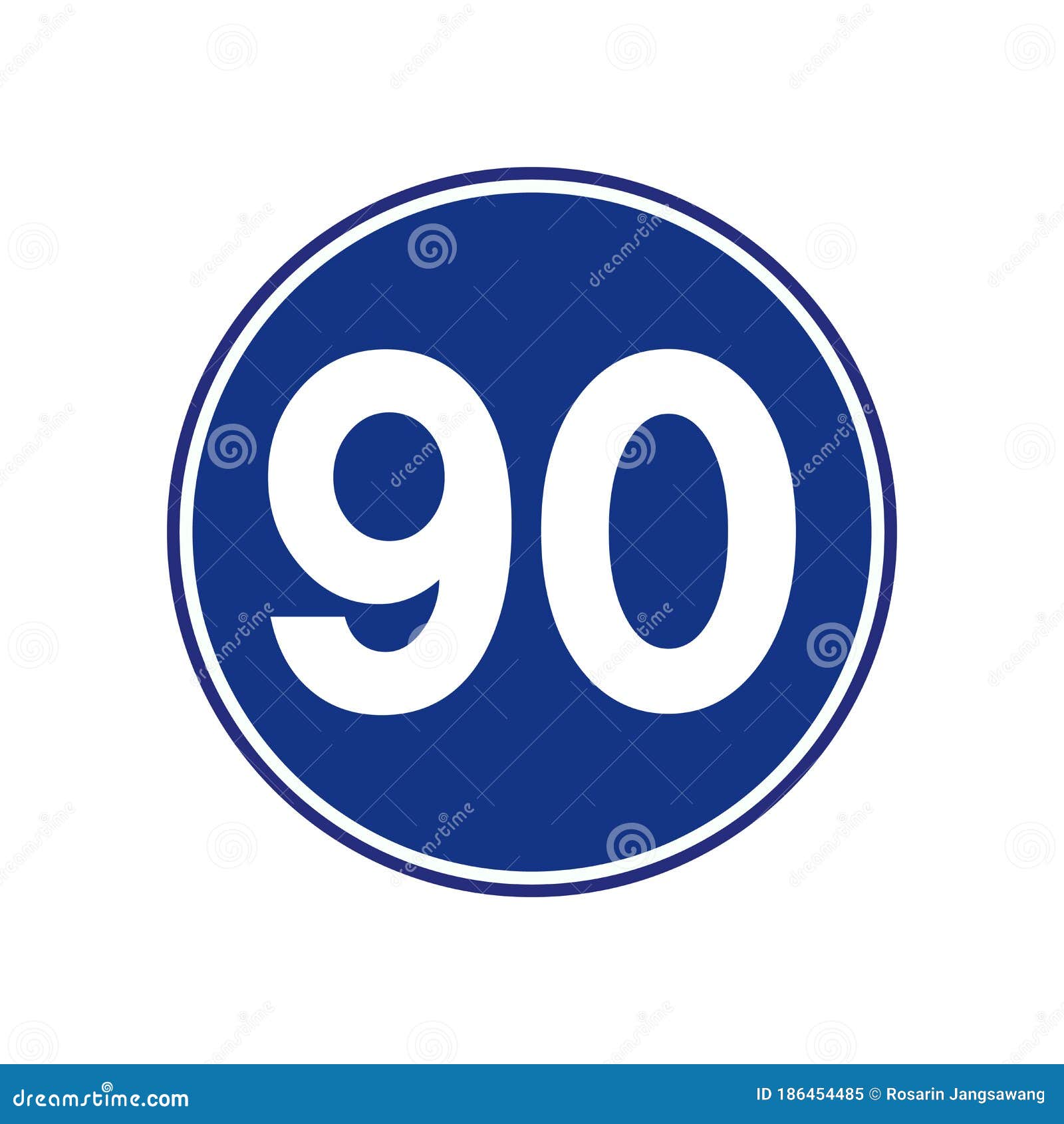 Speed Limit 90 Traffic Sign,Vector Illustration, Isolate on White ...