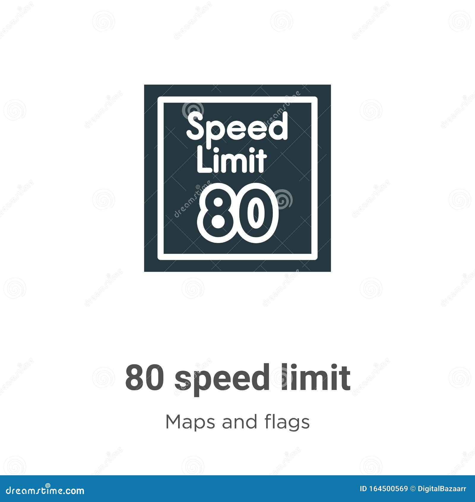 80 Speed Limit Vector Icon On White Background. Flat Vector 80 Speed ...