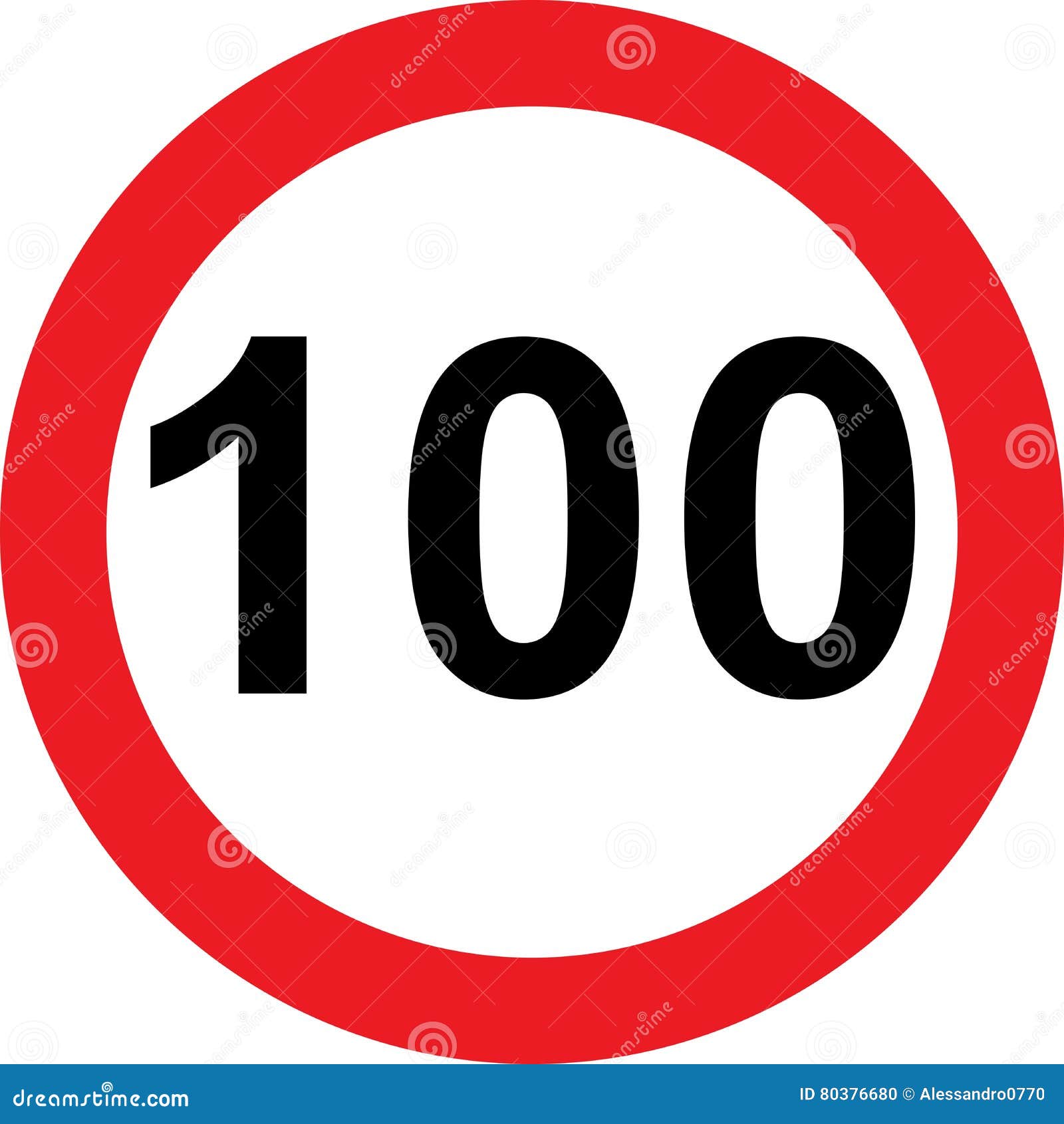 100 Speed Limitation Road Sign Stock Illustration - Illustration of ...