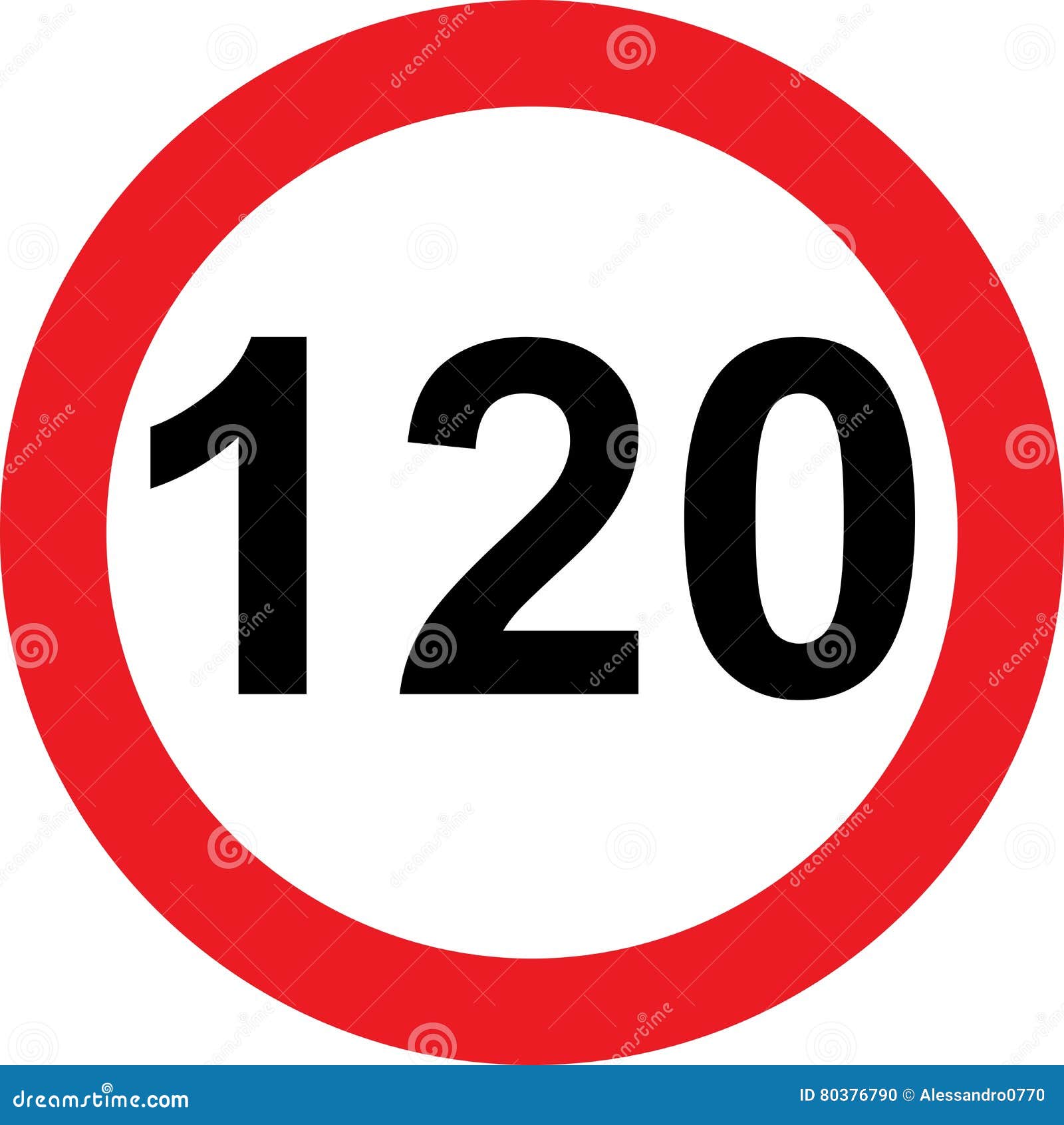 120 Speed Limitation Road Sign Stock Illustration - Illustration of ...