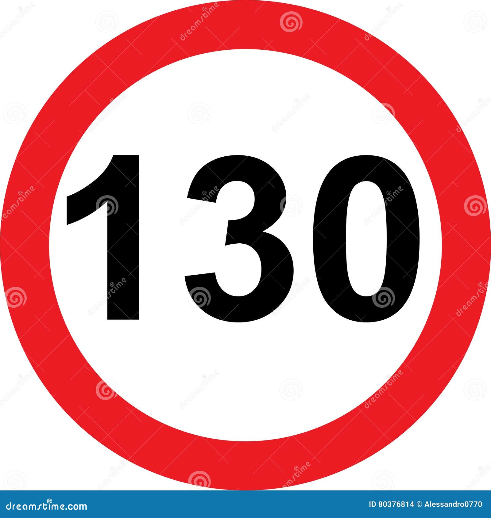 130 Speed Limitation Road Sign Royalty-Free Stock Image | CartoonDealer ...