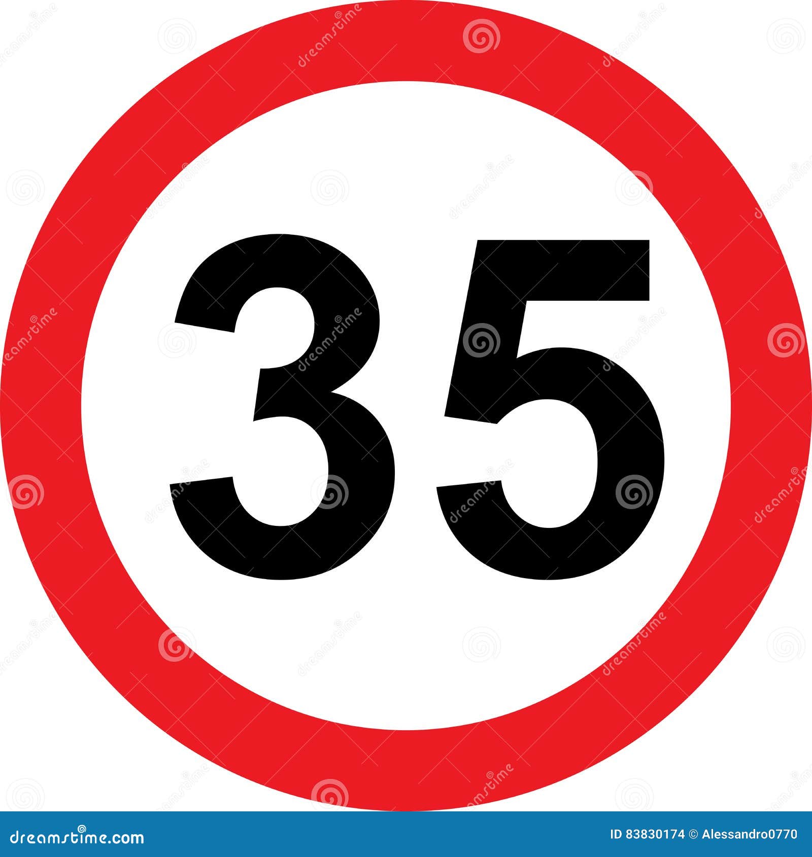 35 Speed Limitation Road Sign Stock Illustration - Illustration of ...
