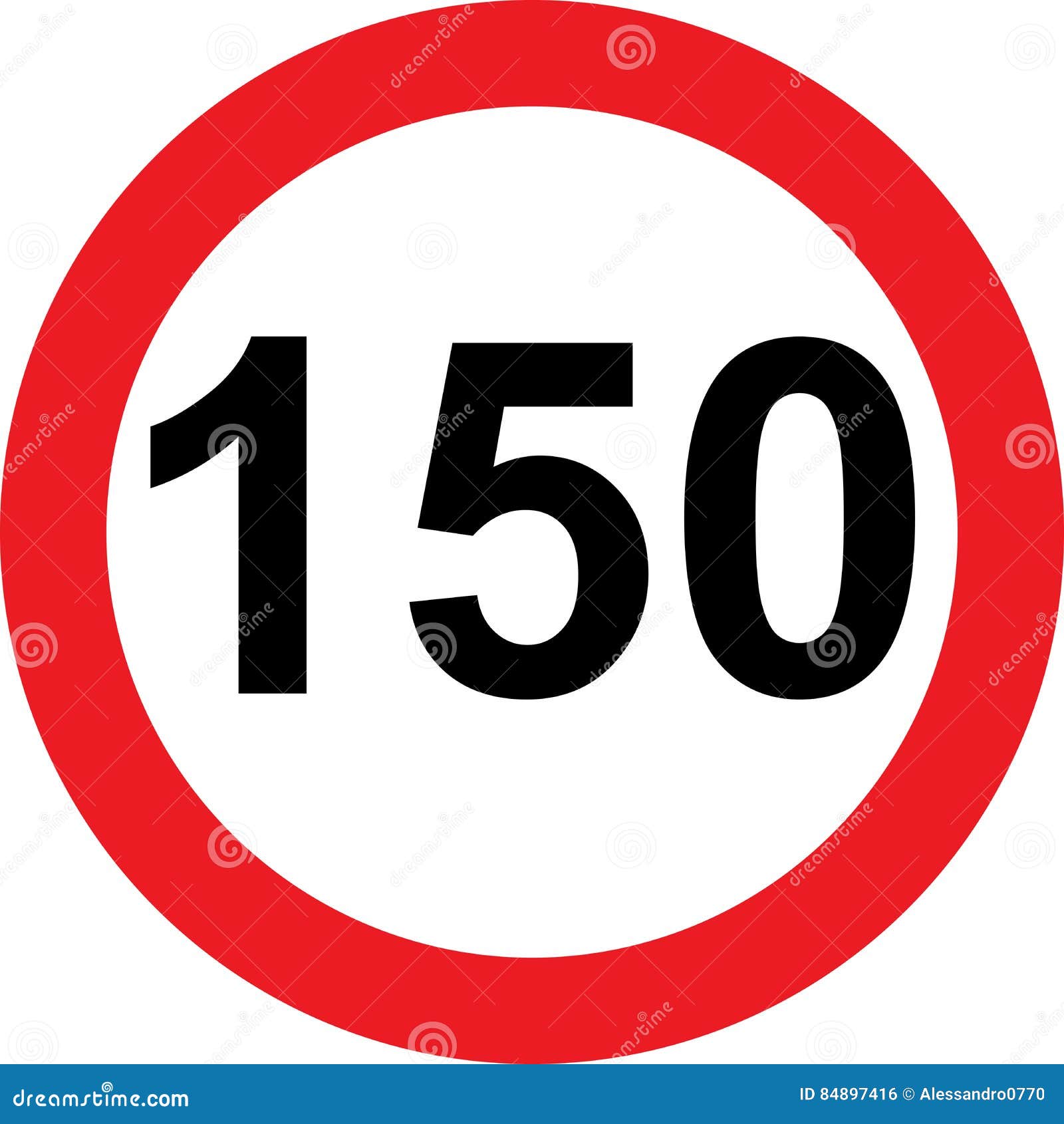 150 Speed Limitation Road Sign Stock Illustration - Illustration of ...