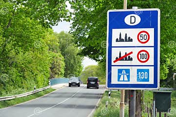 Speed limits in Germany stock photo. Image of border - 55304344
