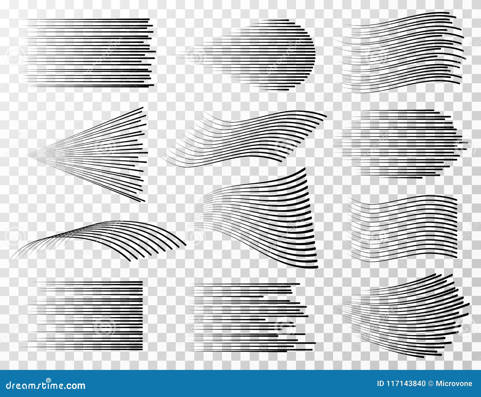 Speed Line Collection. Black Fast Sharp Streeps for Cartoon and Manga ...