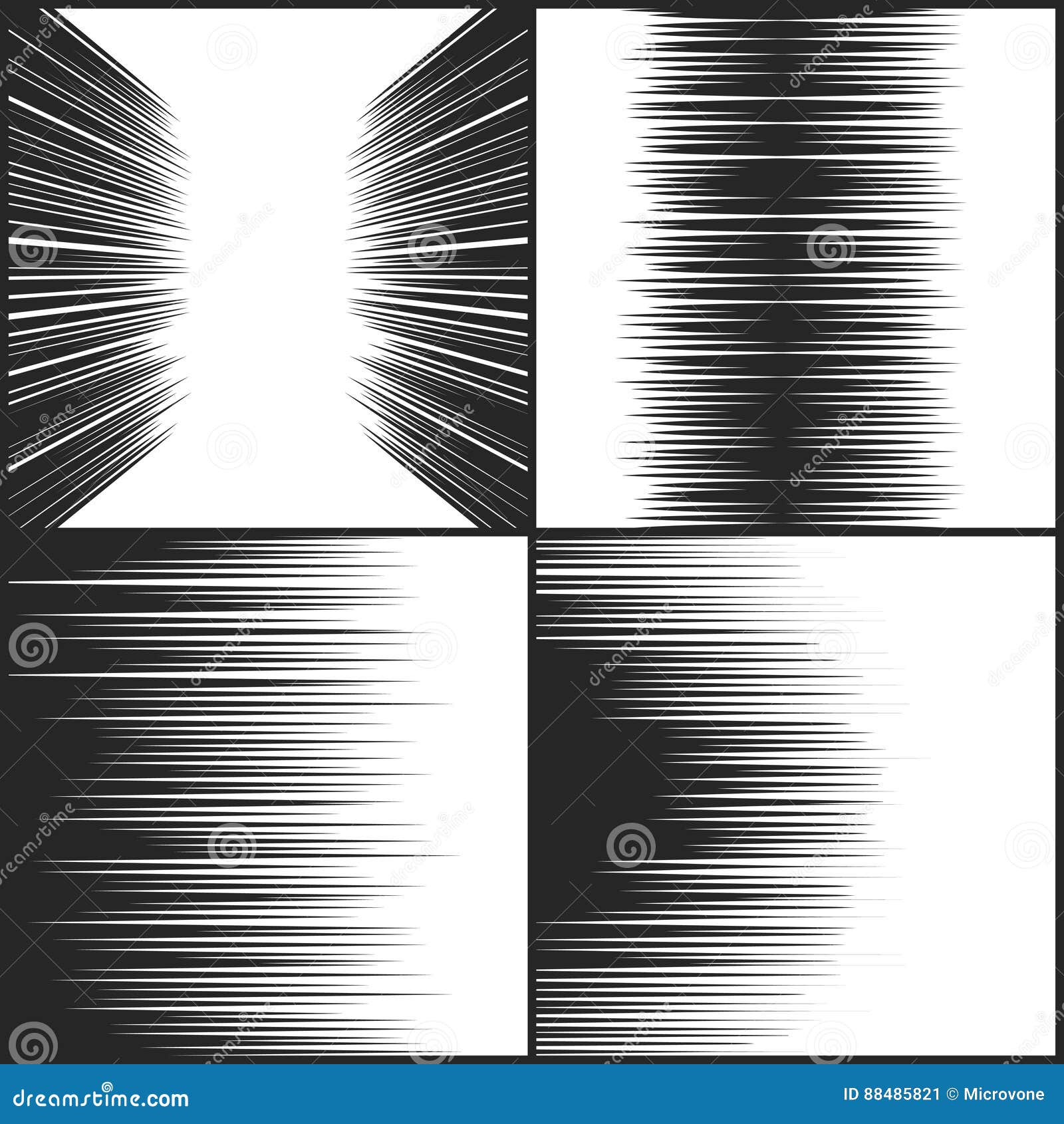 Speed Line Comic Book Texture, Horizontal Motion Lines Vector Set Stock ...