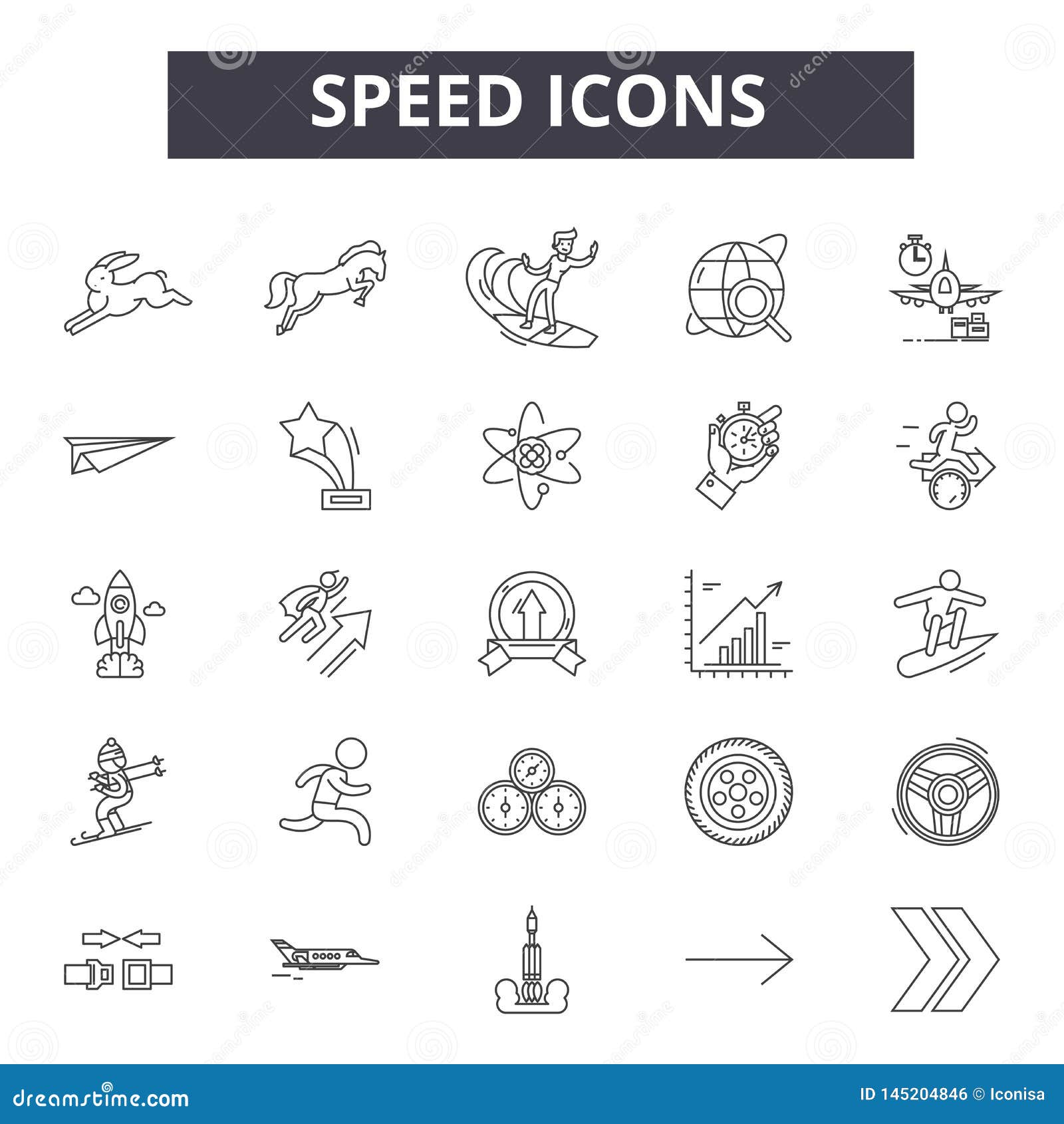 Speed Line Icons, Signs, Vector Set, Outline Illustration Concept Stock ...