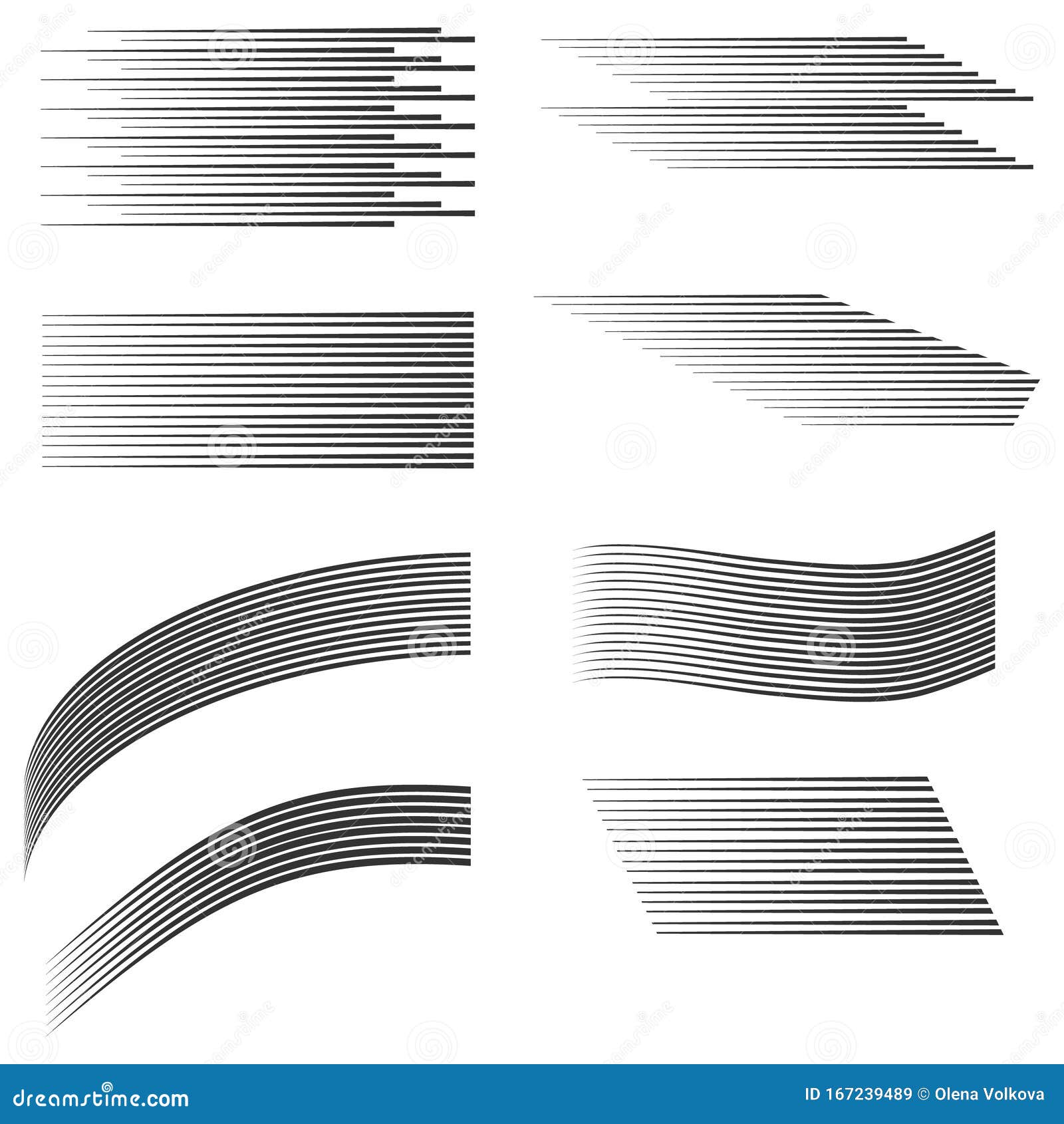 Speed Line Set. Horizontal Motion Effect. Vector Speed Backgrounds ...