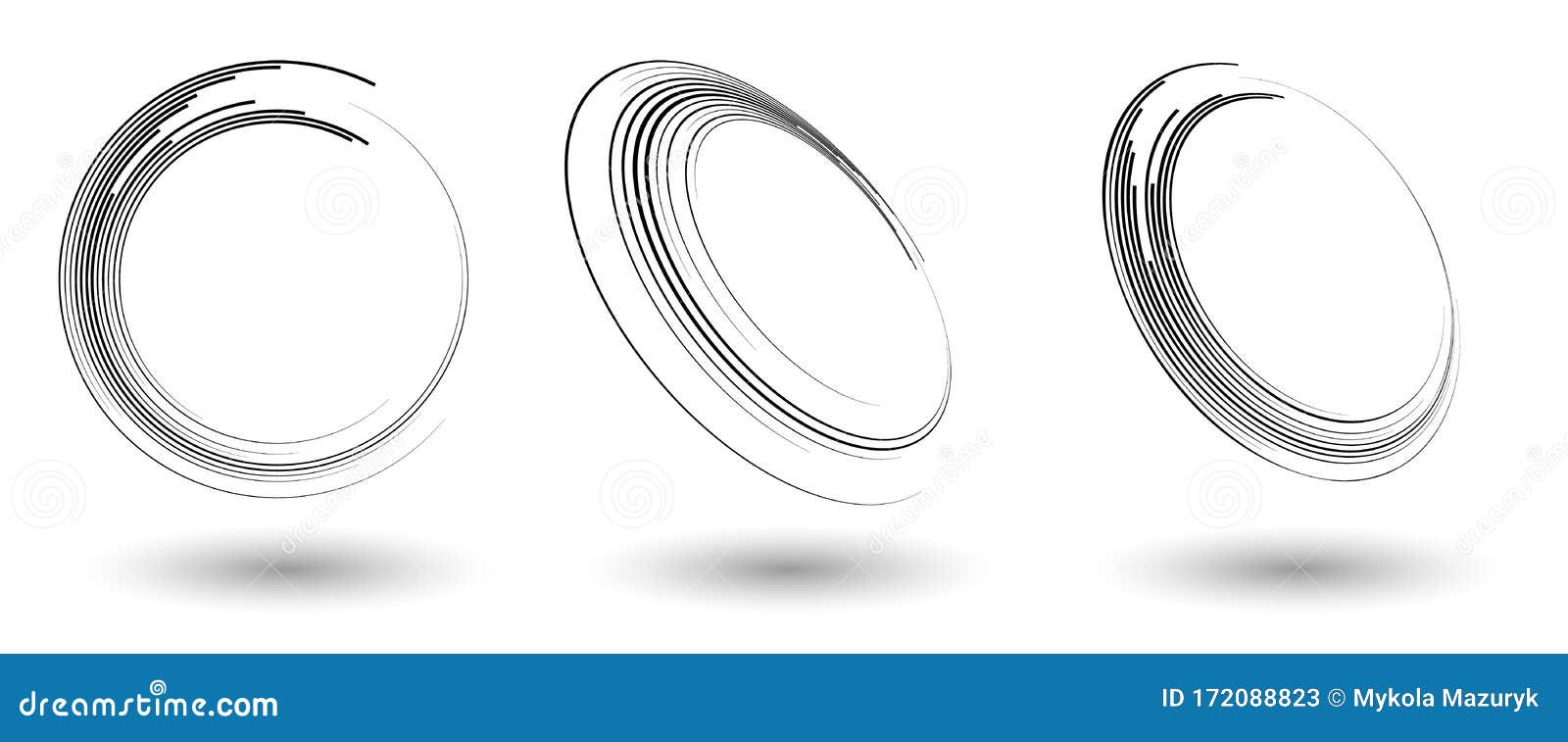 Speed Lines in Circles. EPS10 Vector Illustration. Round Logo or Icon ...