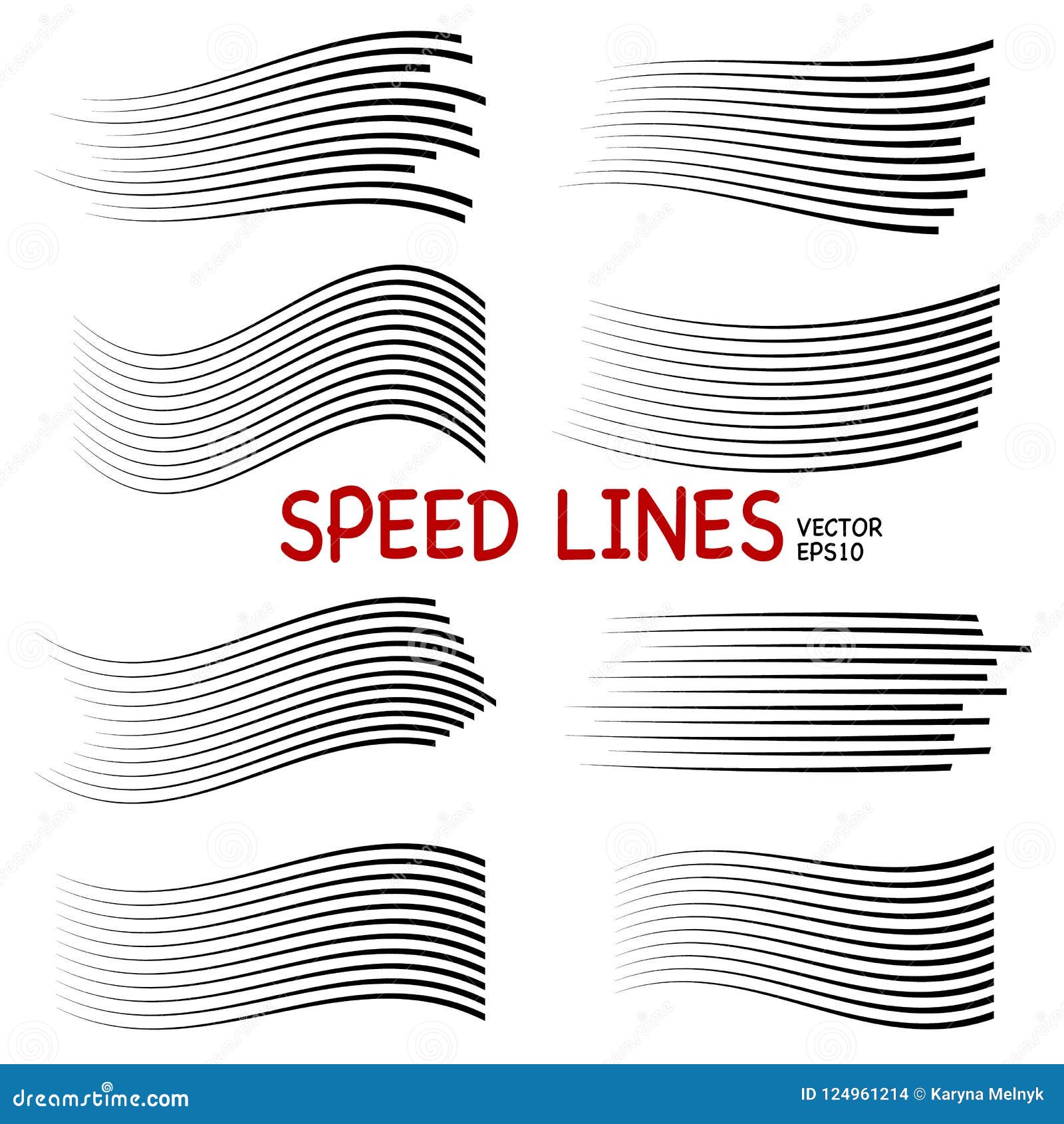 Speed lines isolated set. stock vector. Illustration of icon - 124961214