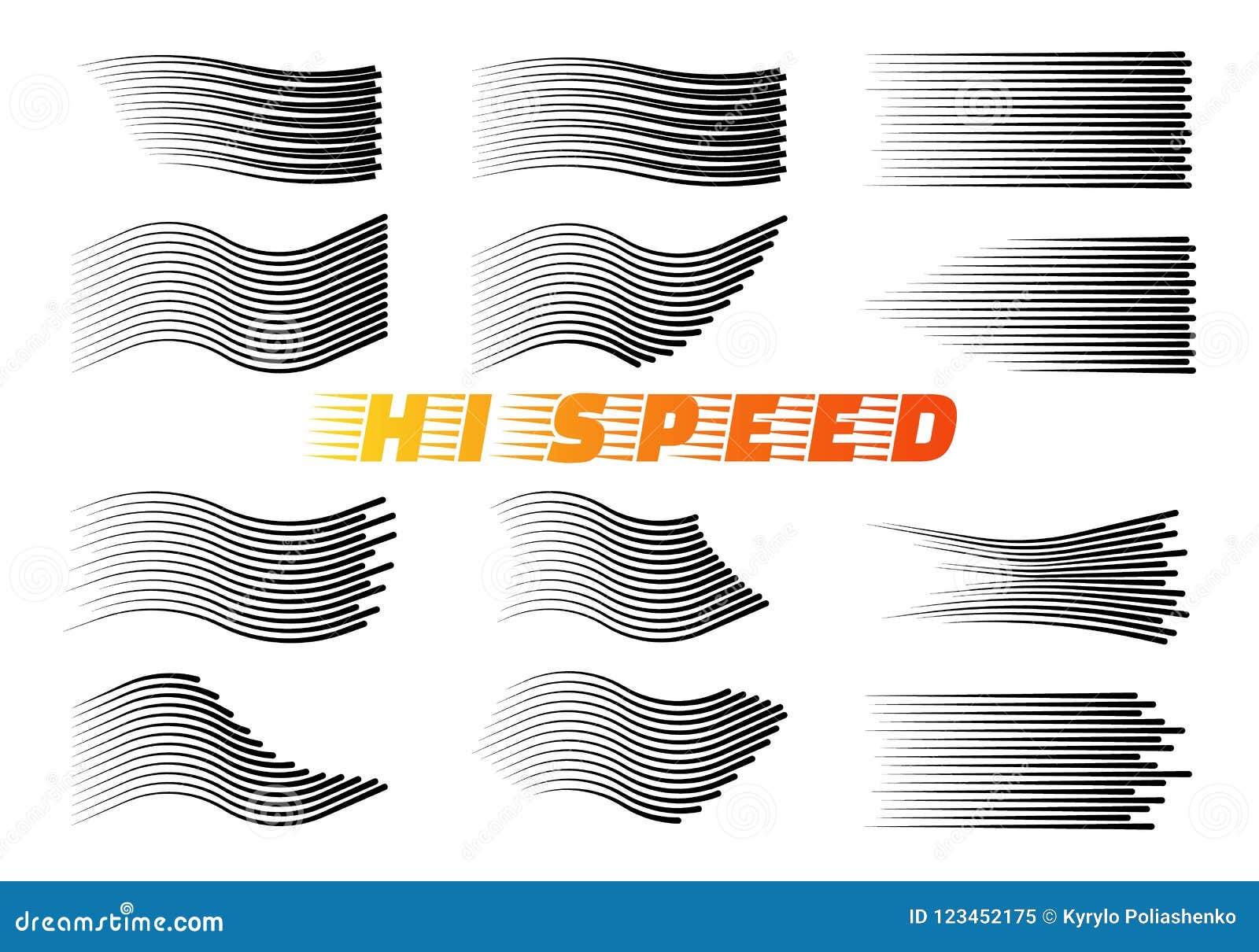 Speed lines isolated set. stock vector. Illustration of horizontal ...