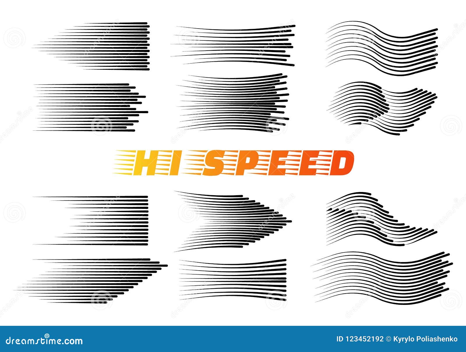 Speed lines isolated set. stock vector. Illustration of element - 123452192