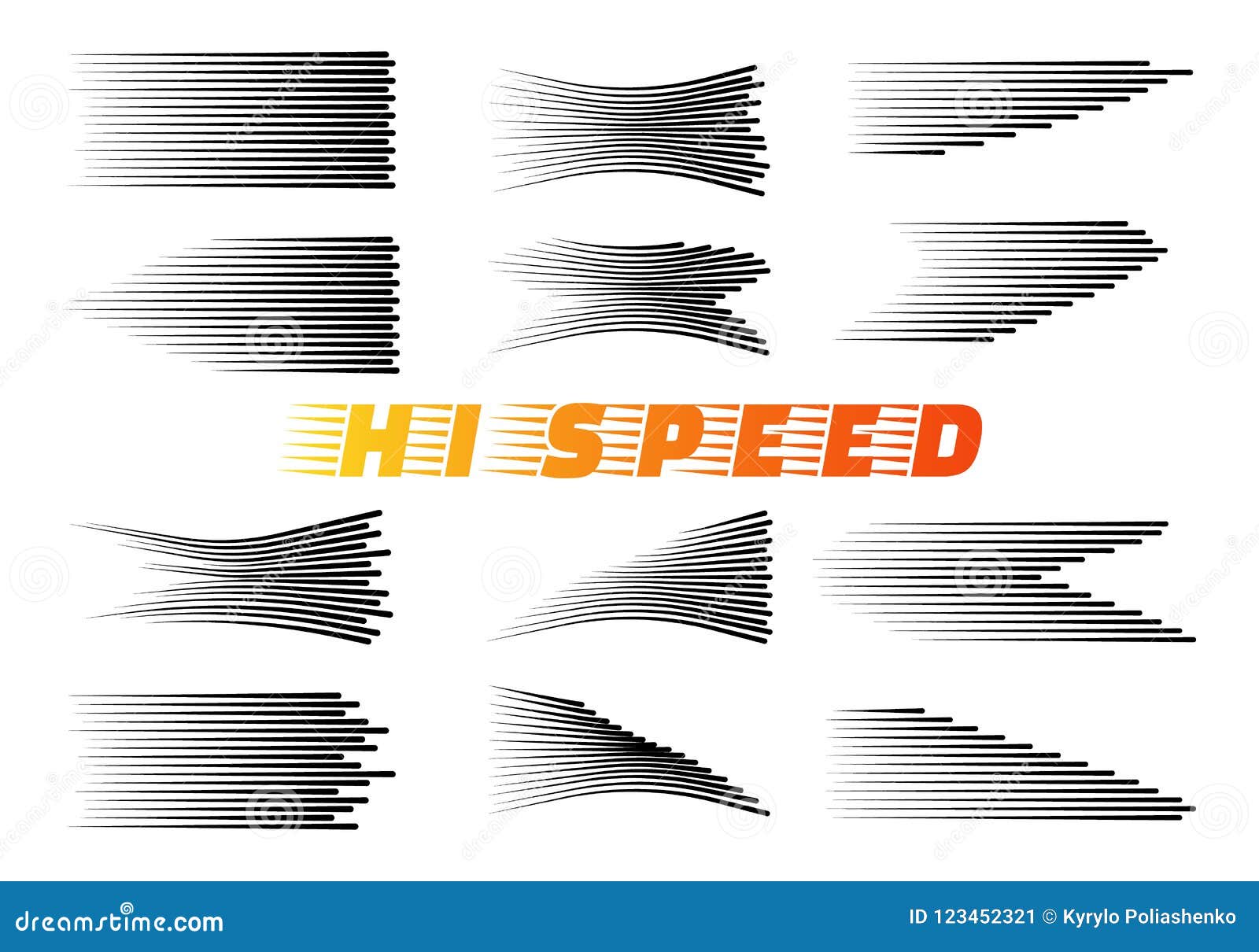 Speed lines isolated set. stock vector. Illustration of cartoon - 123452321