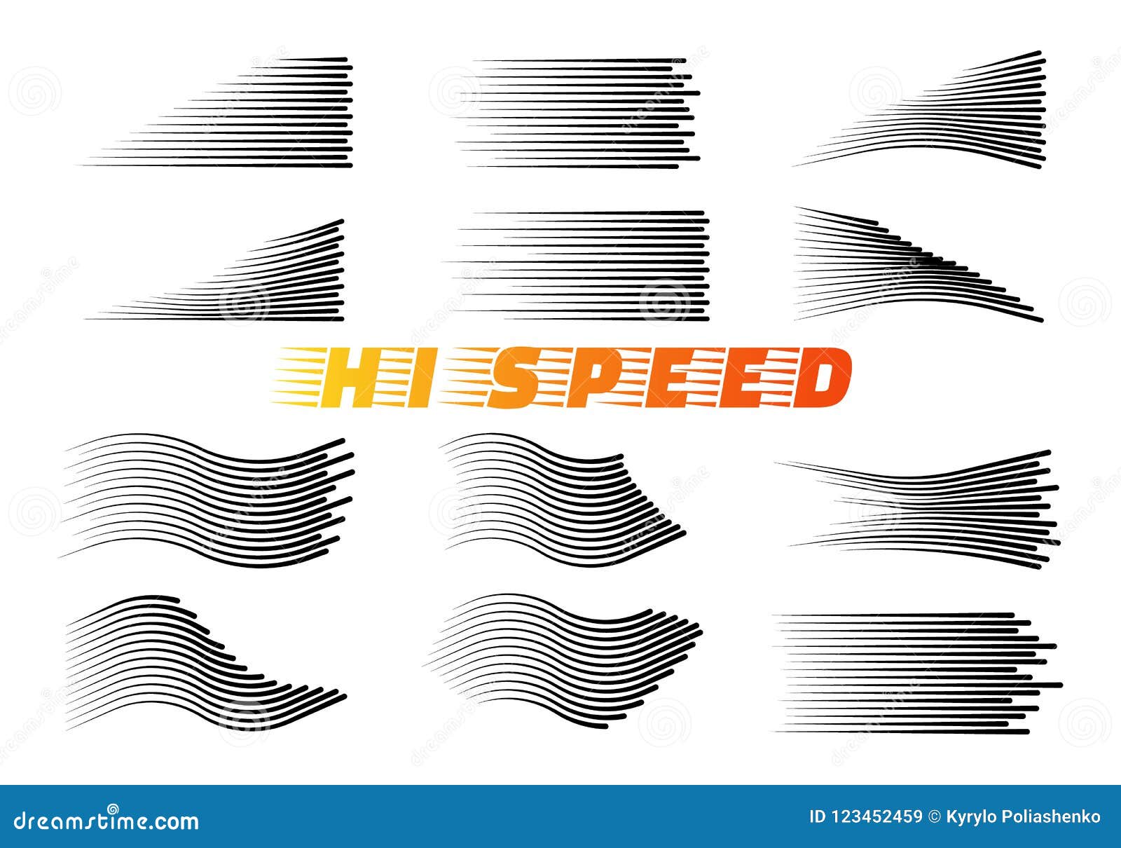 Speed lines isolated set. stock vector. Illustration of cartoon - 123452459