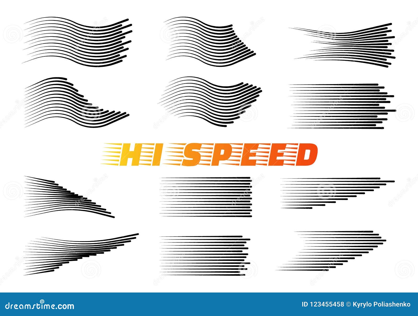 Speed lines isolated set. stock vector. Illustration of effect - 123455458