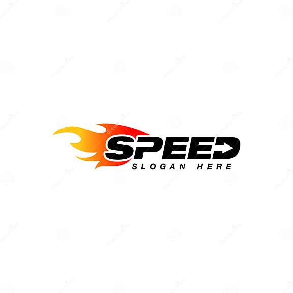 Speed Logo Design with Flame Effect. Speedometer Vector Icon Wit Stock ...