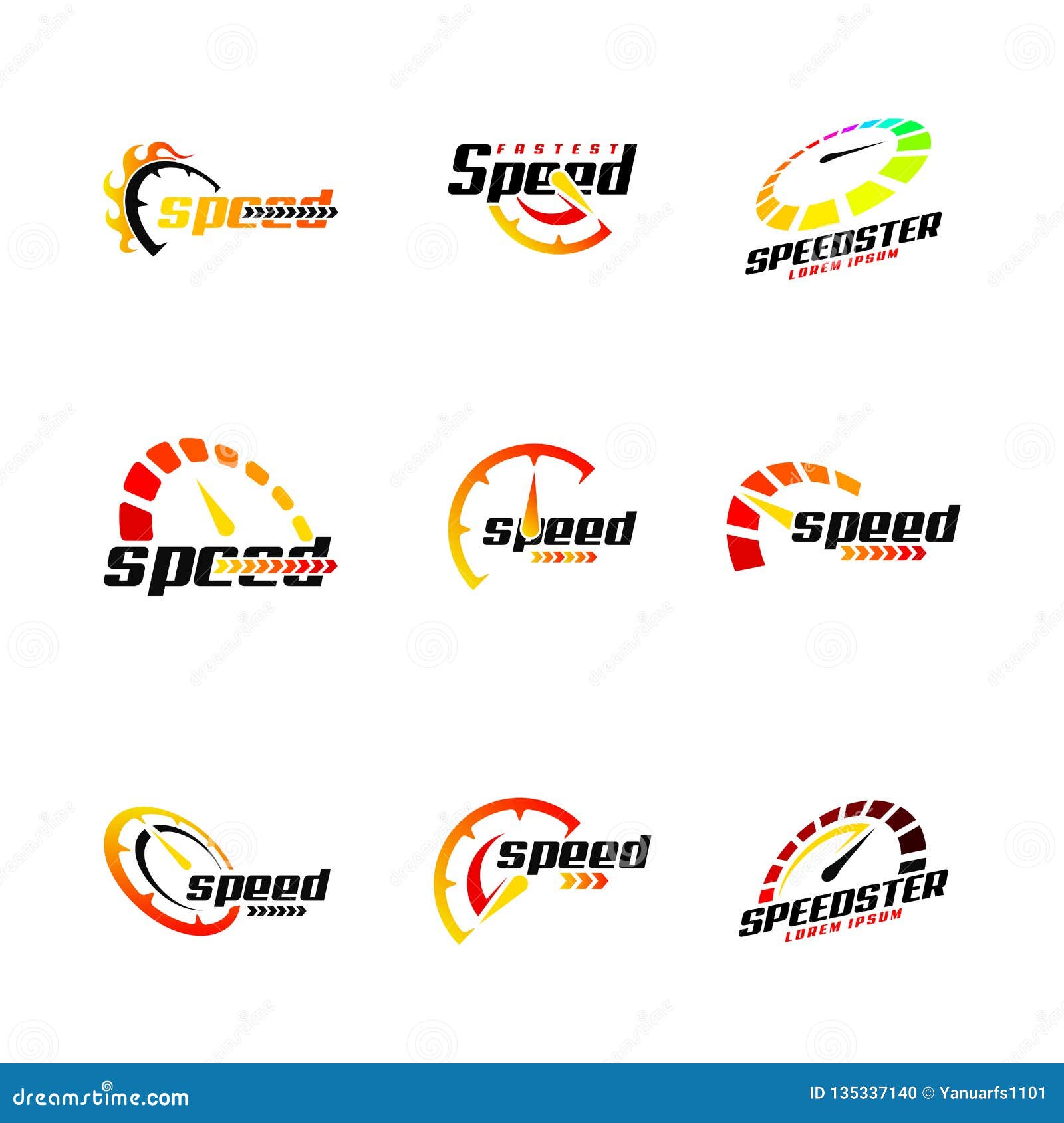 Speed Logo Set. Speedometer Logo Vector Stock Illustration ...