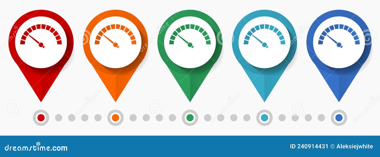 Speed Meter Concept Vector Icon Set, Flat Design Indicator Pointers ...