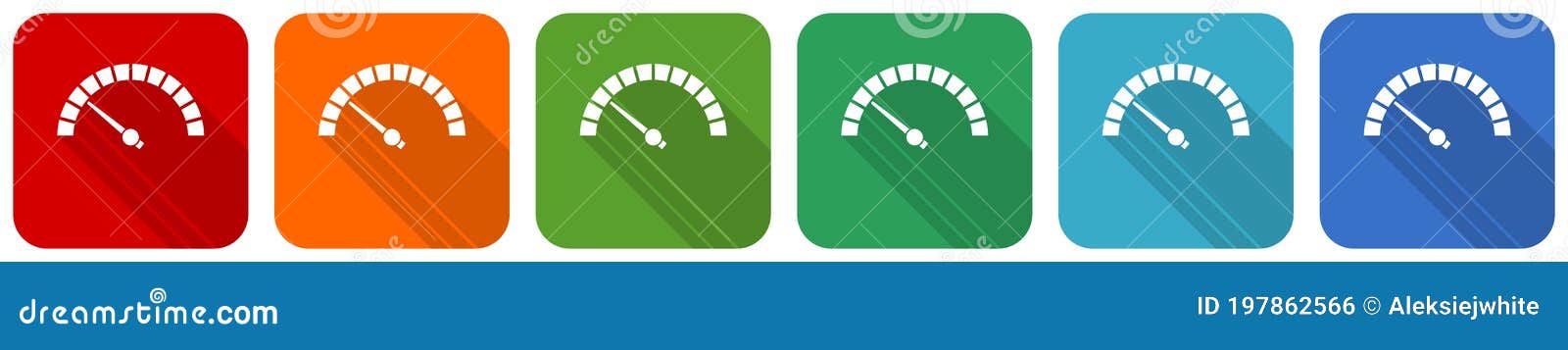 Speed Meter, Fast Indicator Icon Set, Flat Design Vector Illustration ...