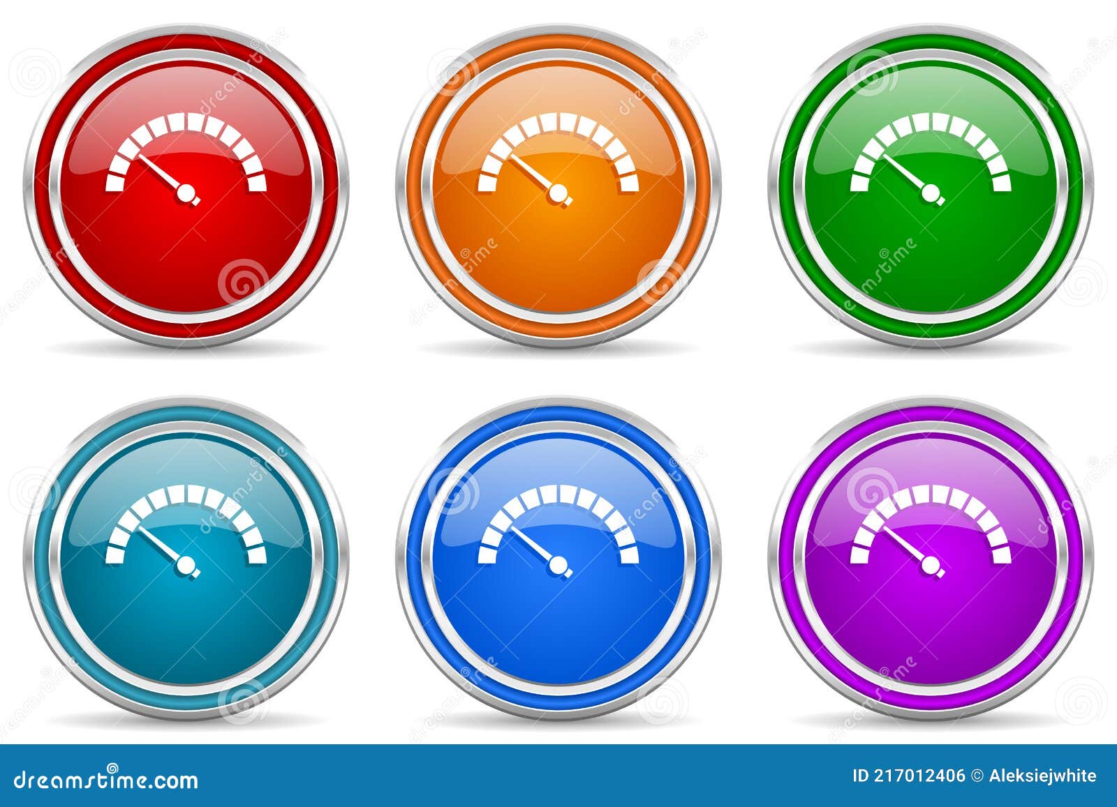 Speed Meter, Fast Indicator Silver Metallic Glossy Icons, Set of Modern ...
