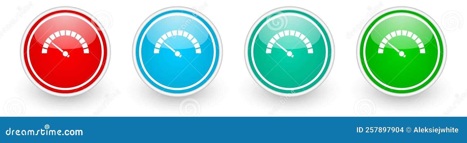 Speed Meter, Fast Indicator Vector Icons, Colorful Glossy Buttons on ...