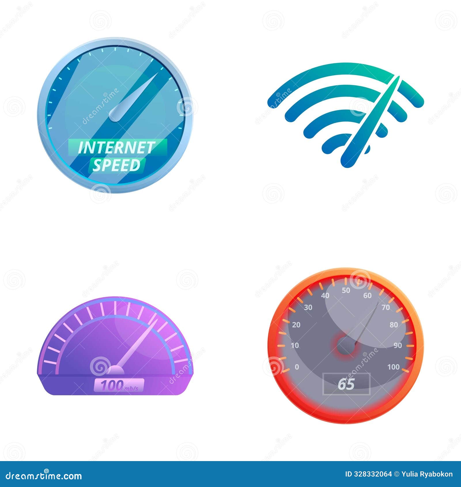 Speed Meter Icons Set Cartoon Vector. Different Type of Speedometer ...