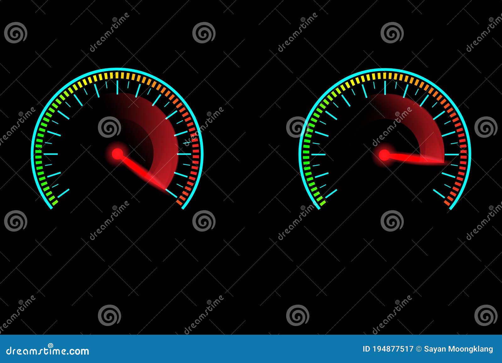 Speed Meter with Red Gauge Needle Glowing in the Dark Stock Vector ...
