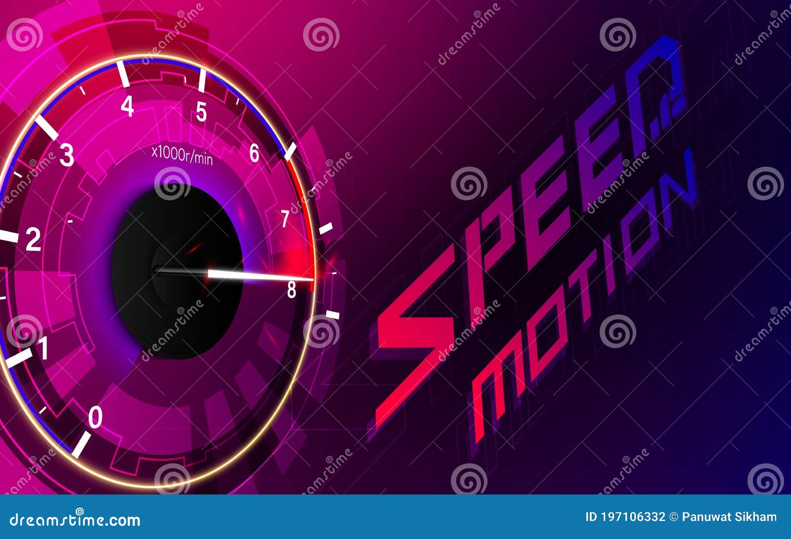 Speed Motion Background with Fast Speedometer Car. Racing Velocity ...