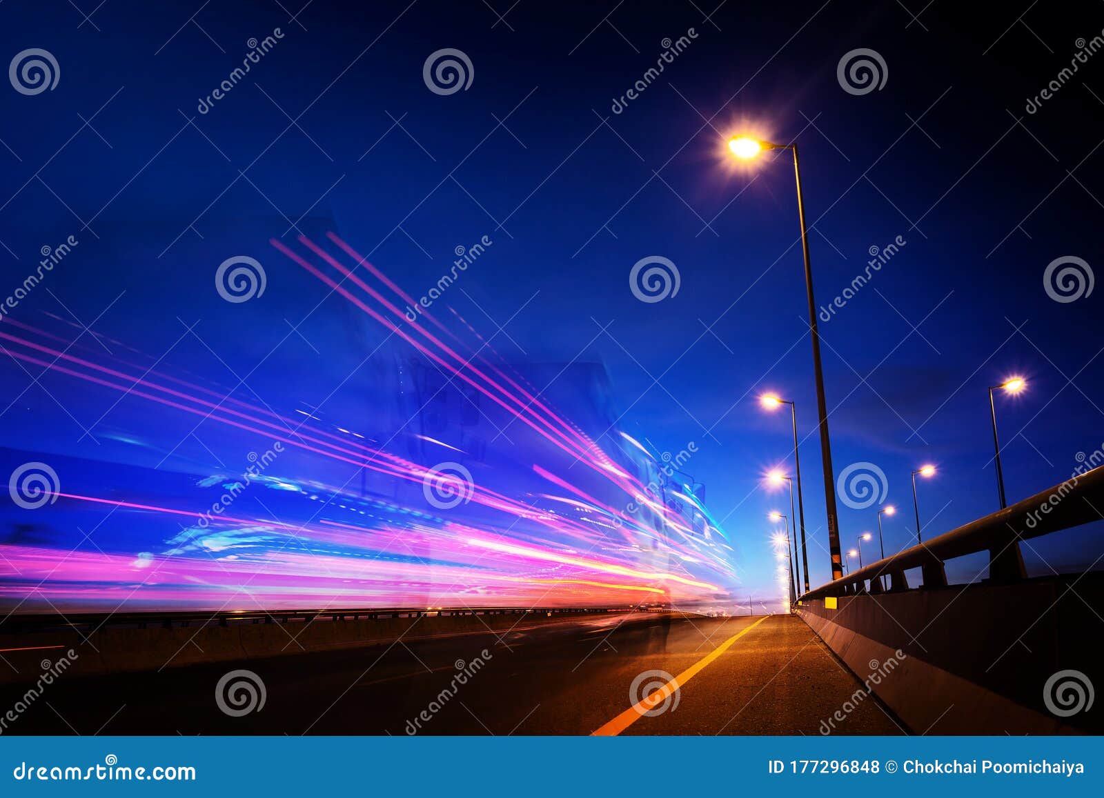 Speed Motion of Truck with Light Trails. Stock Photo - Image of danger ...