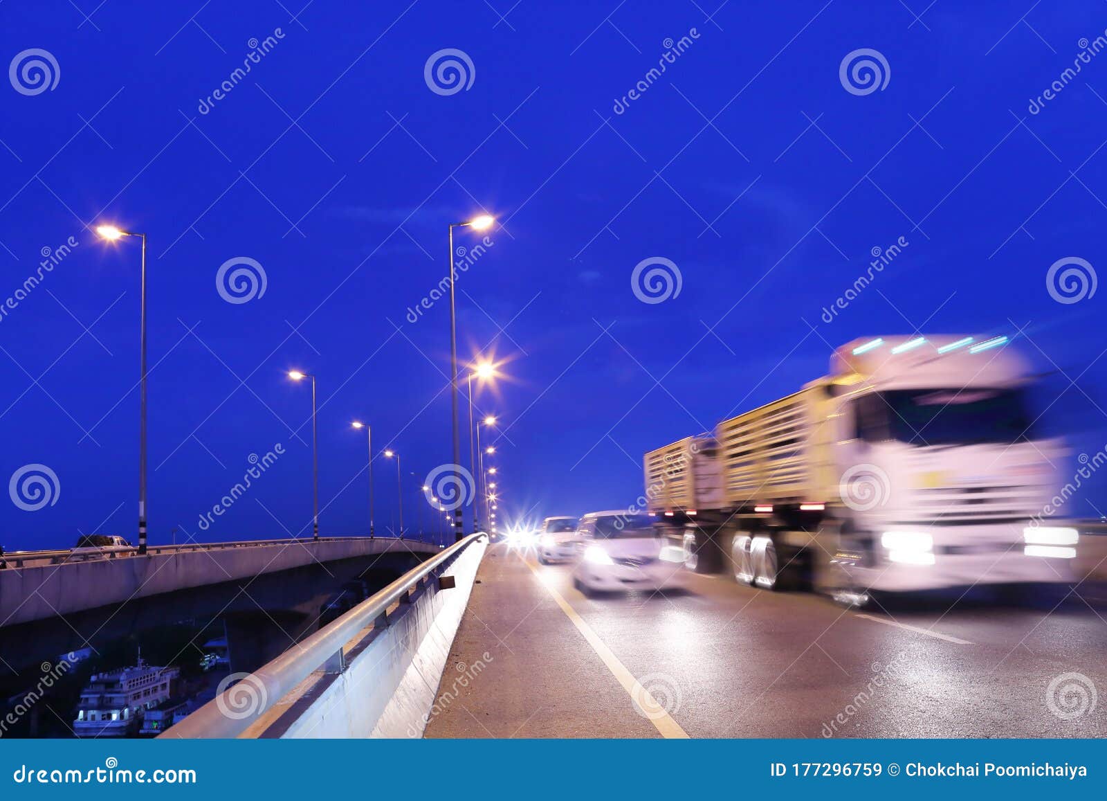 Speed Motion of Truck with Light Trails. Stock Image - Image of ...