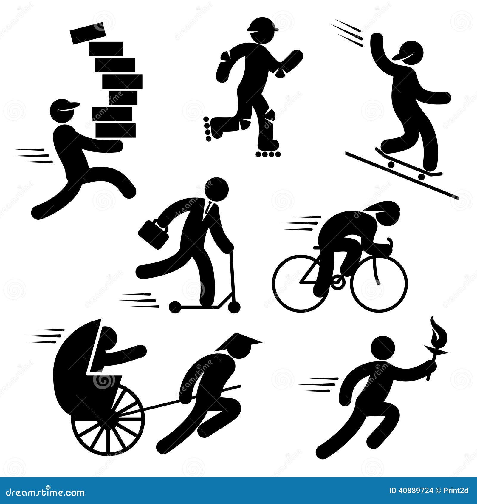 Speed people icons stock vector. Illustration of endurance - 40889724