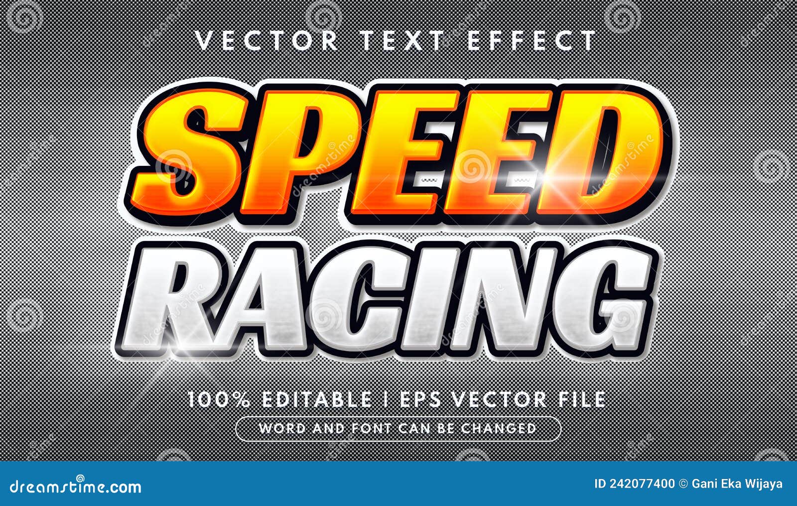 Speed racing text effect stock vector. Illustration of gaming - 242077400