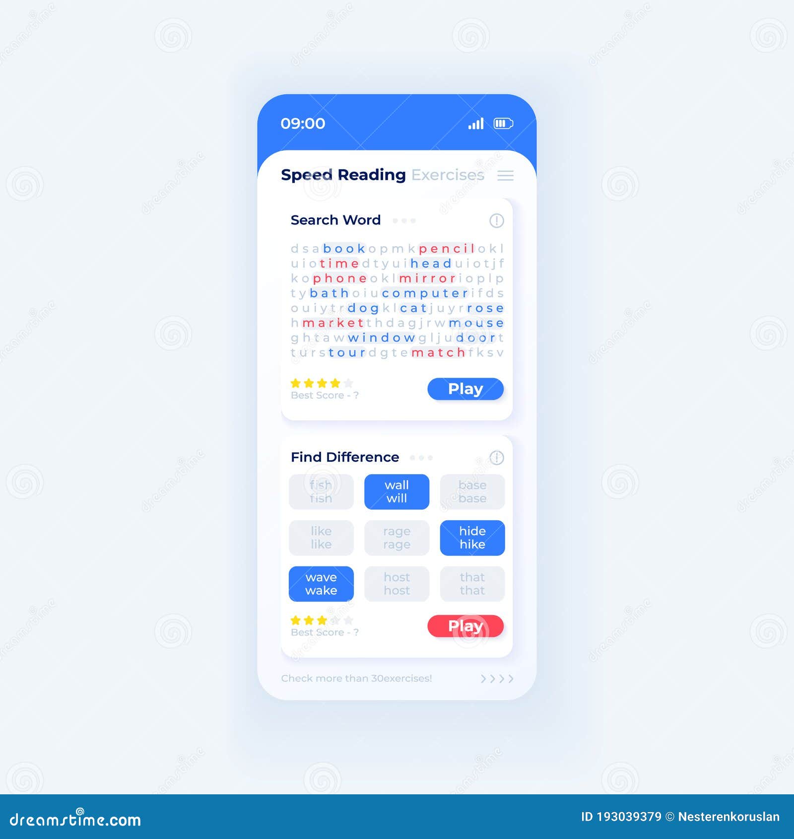 Speed Reading App Smartphone Interface Vector Template Stock Vector ...