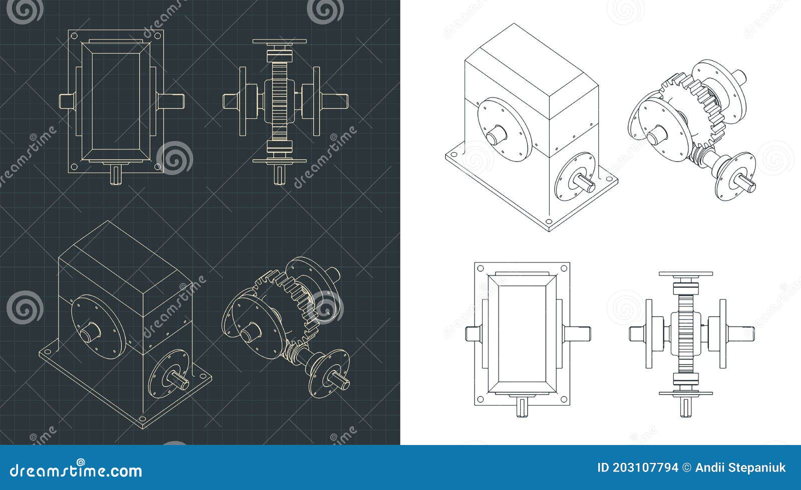 Geared Motor DC Drawings Cartoon Vector | CartoonDealer.com #192002477
