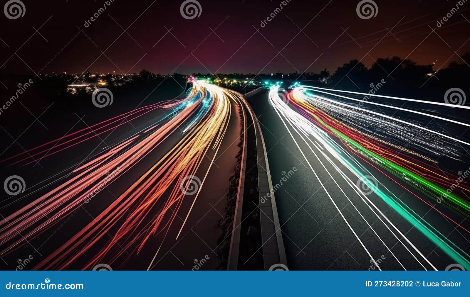 Speed on the Road by Colorful Light Strips Stock Illustration ...