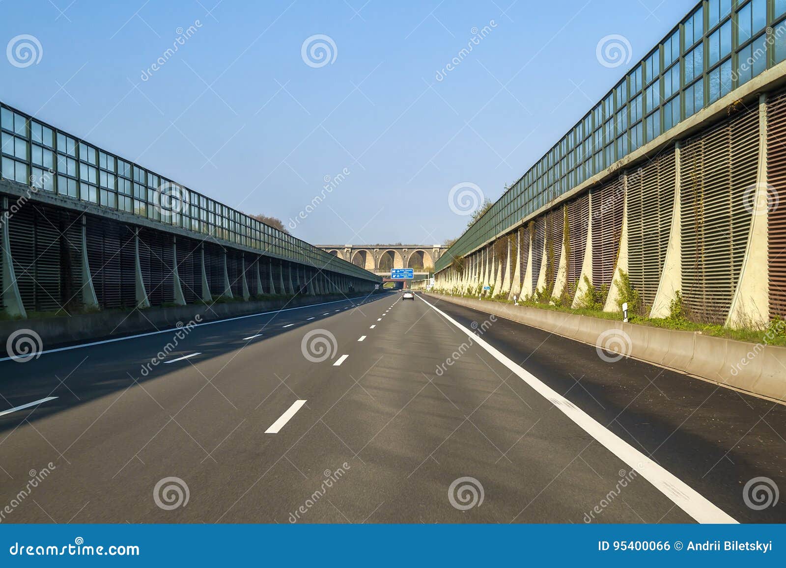 Speed Road Freeway in Germany with High Walls on the Sides Stock Photo ...