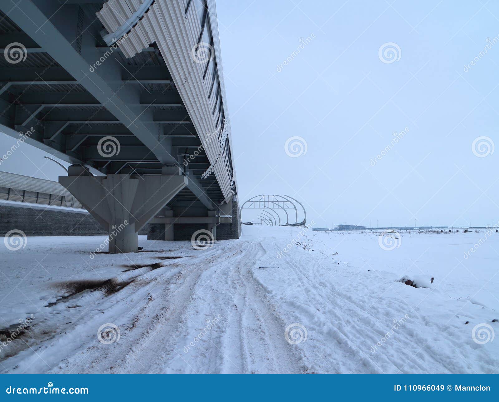 Speed road in the winter stock image. Image of bridge - 110966049