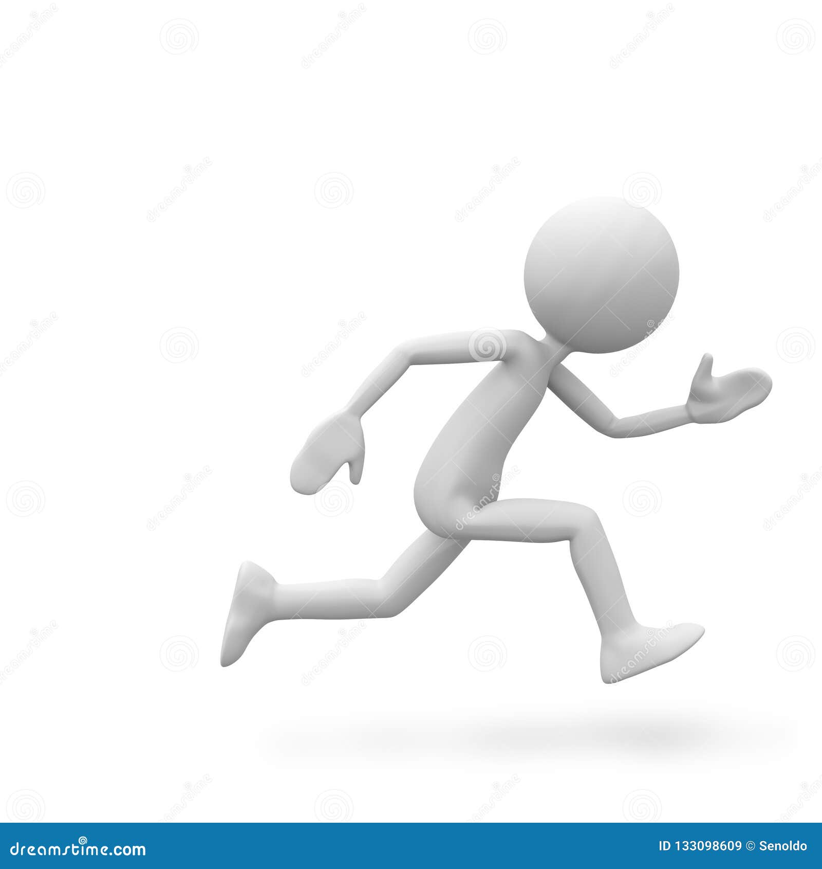 Speed Running 3D Cartoon Character on White Background Stock ...