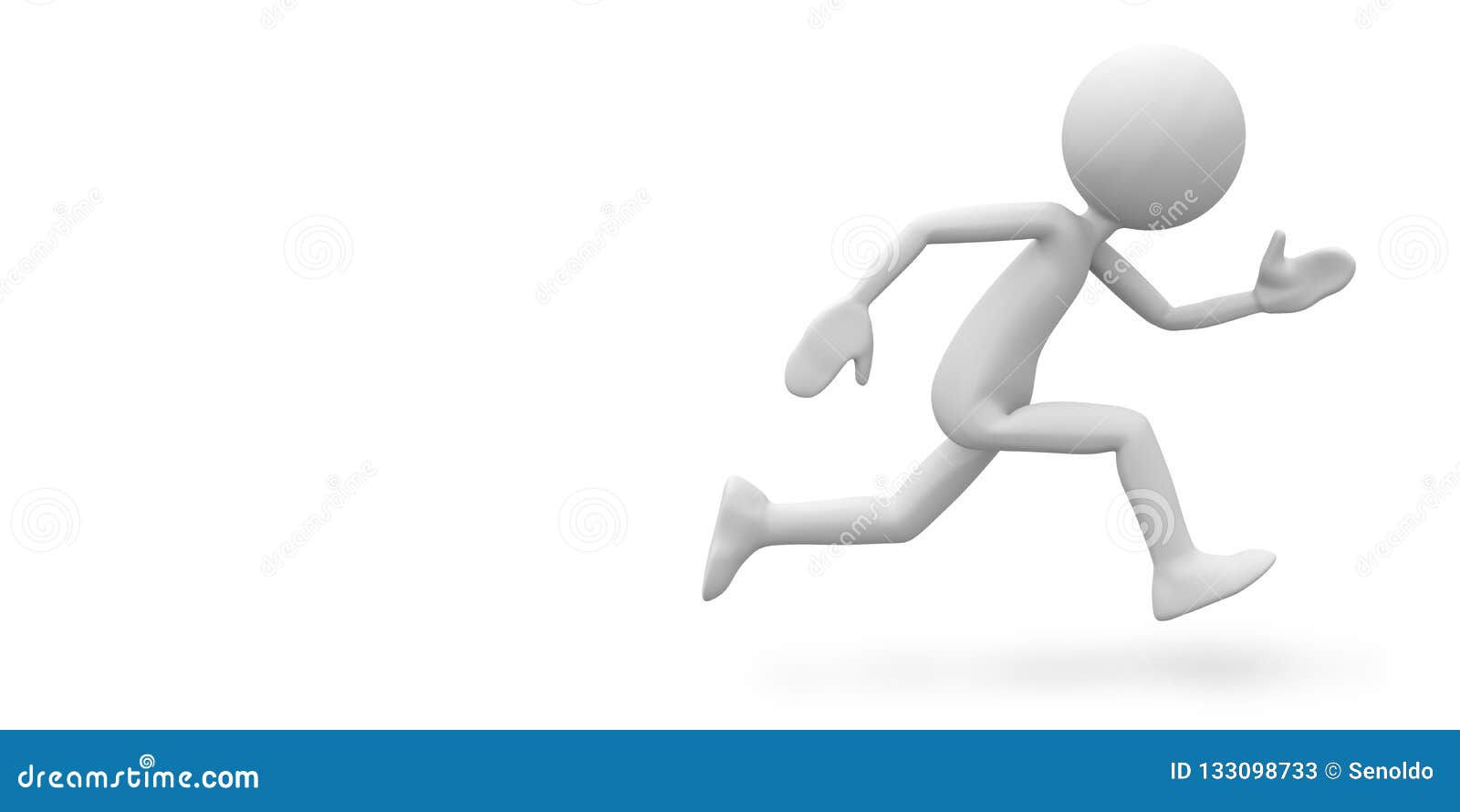 Speed Running 3D Cartoon Character on White Background Stock ...