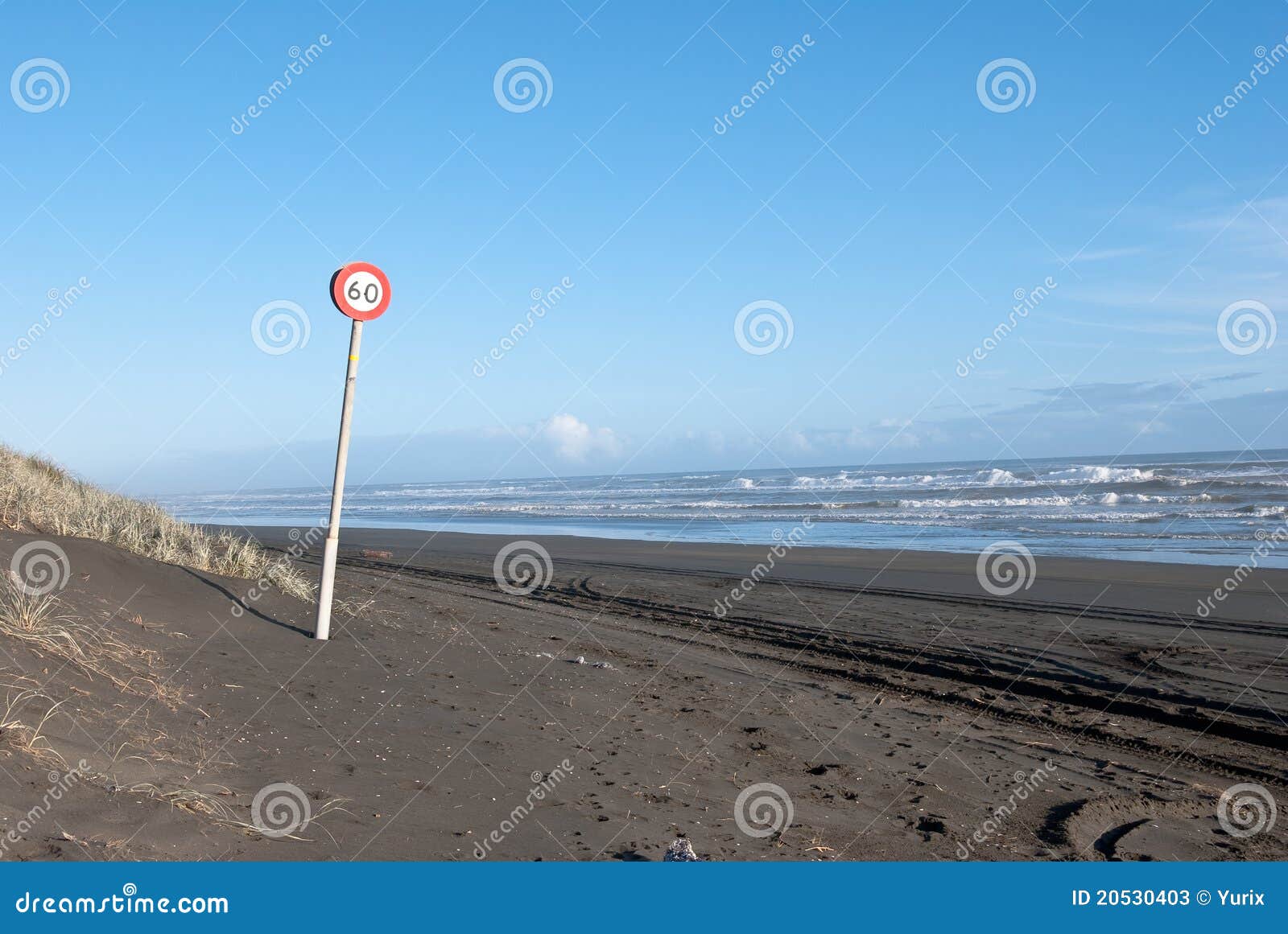 Speed Sign on the Ocean Beach Stock Image - Image of drive, dunes: 20530403