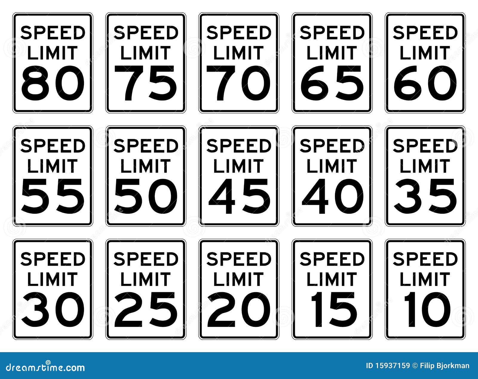 Speed Signs Set stock illustration. Illustration of white - 15937159