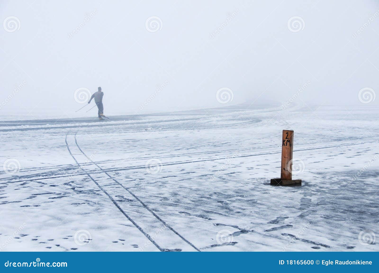 Speed Skating on Melting Ice in Winter Fog Stock Photo - Image of thaw ...