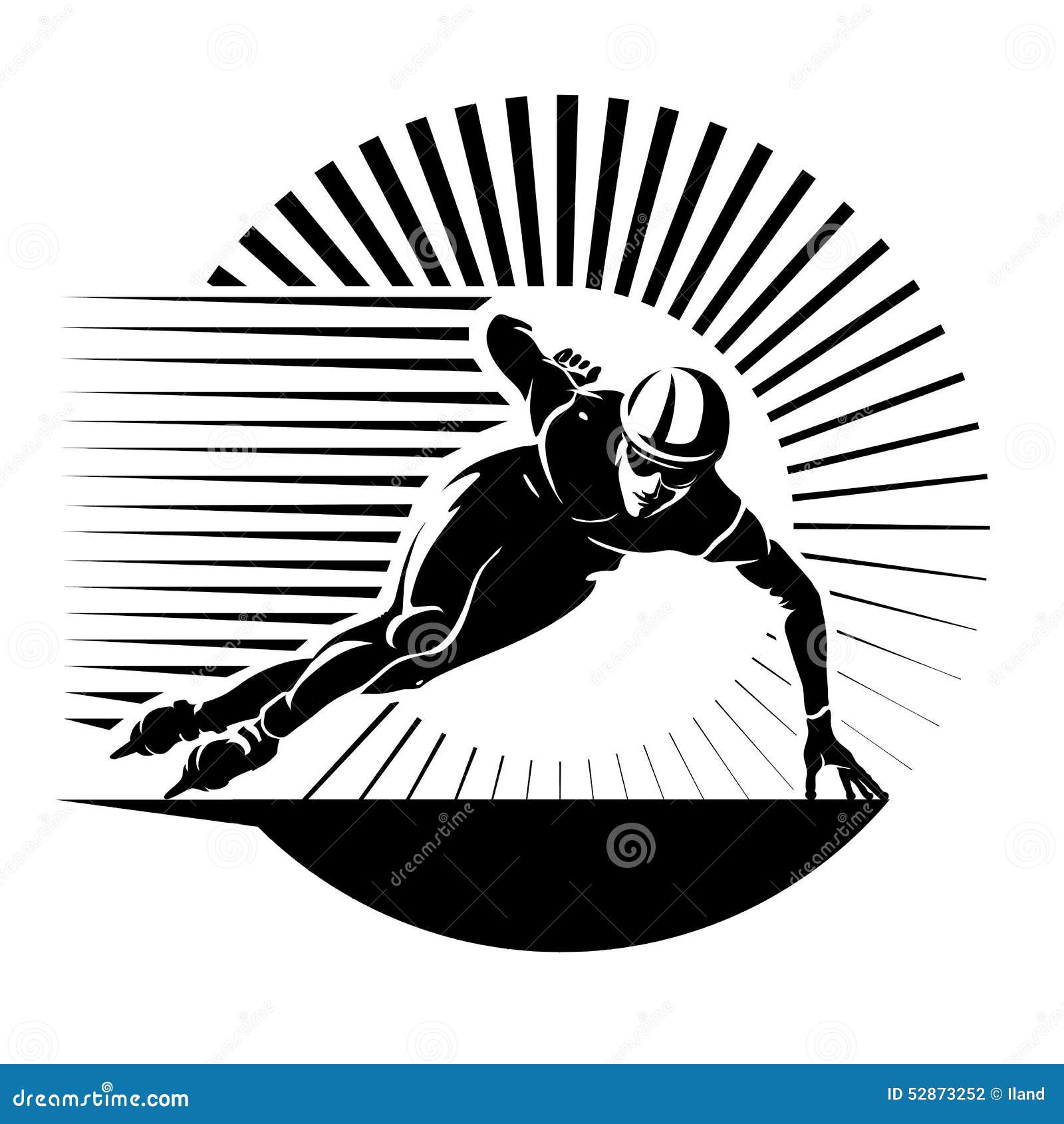 Speed Skating Male Sprinting Isolated Coloring Cartoon Vector ...